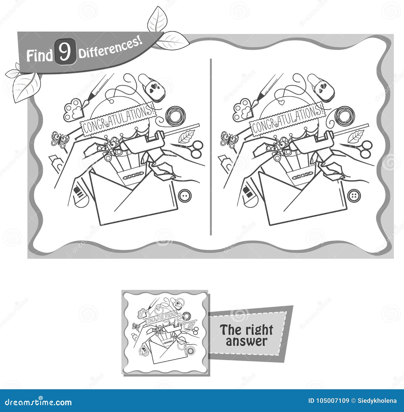Find 9 Differences Game Handmade Postcard Stock Illustration ...