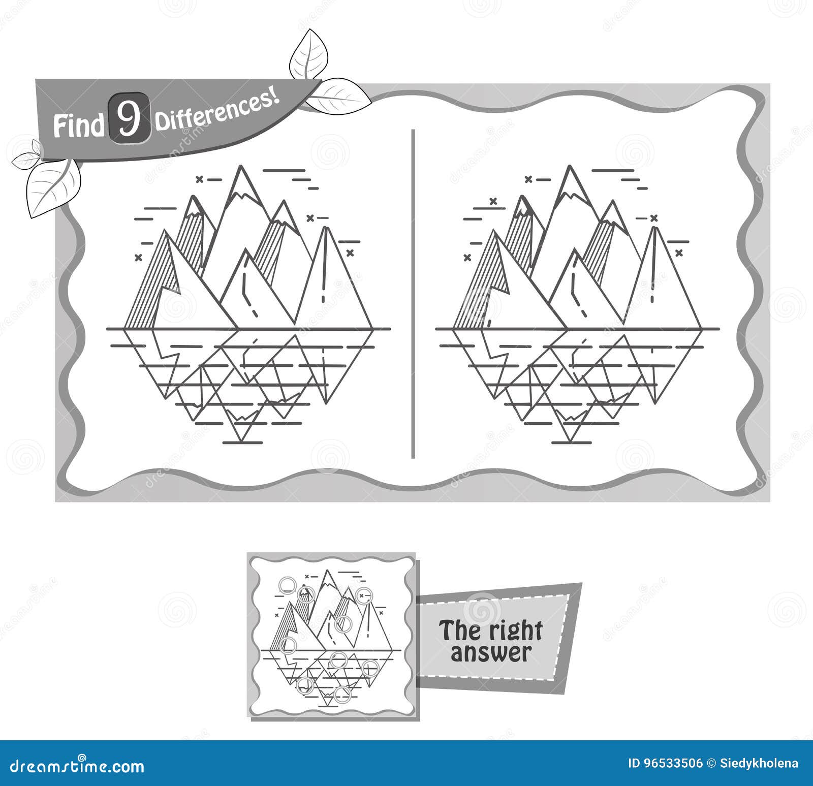 Find 9 Differences Game Iceberg Stock Illustration - Illustration of ...