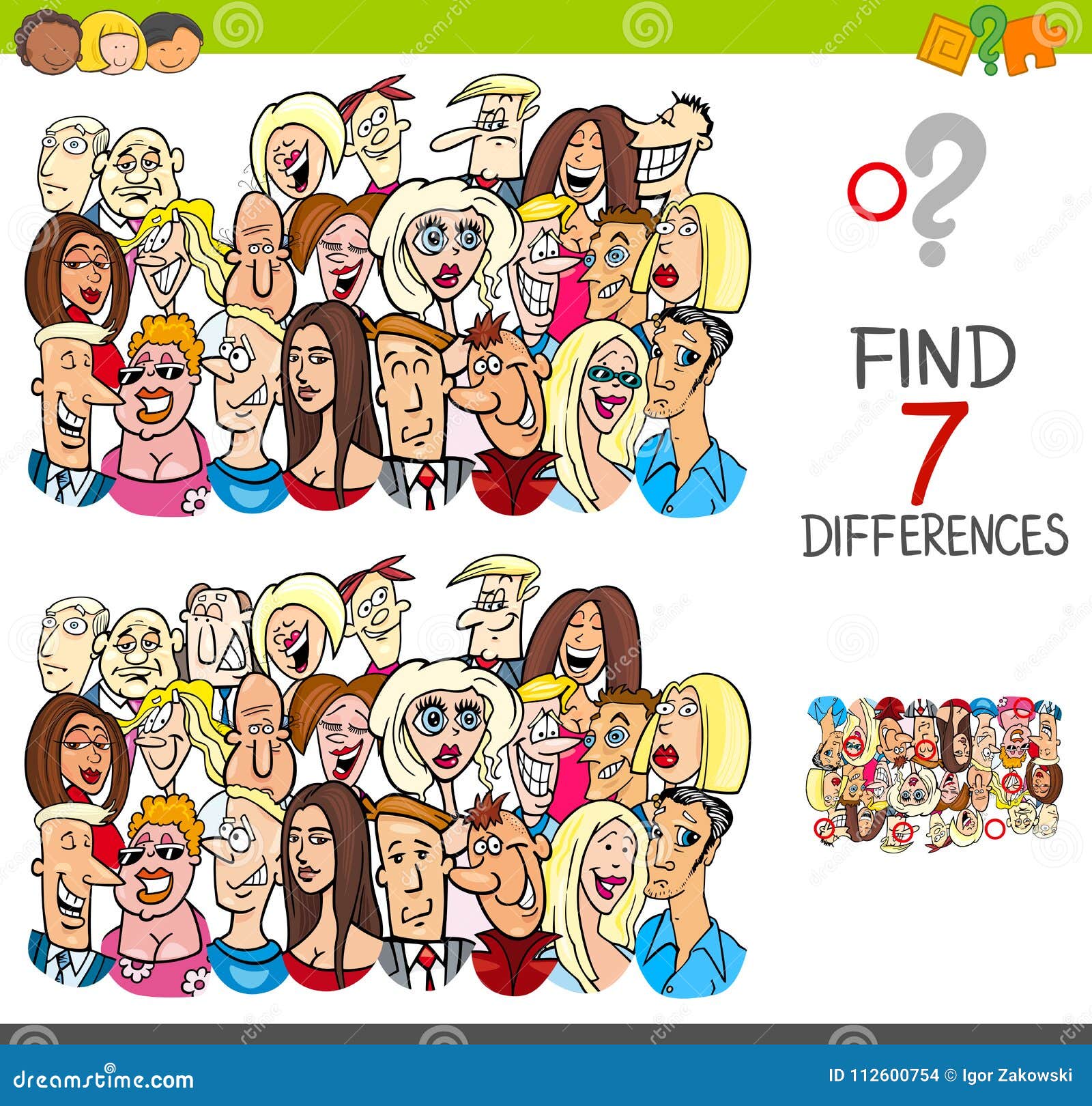 Find Differences Game with People Characters Stock Vector ...