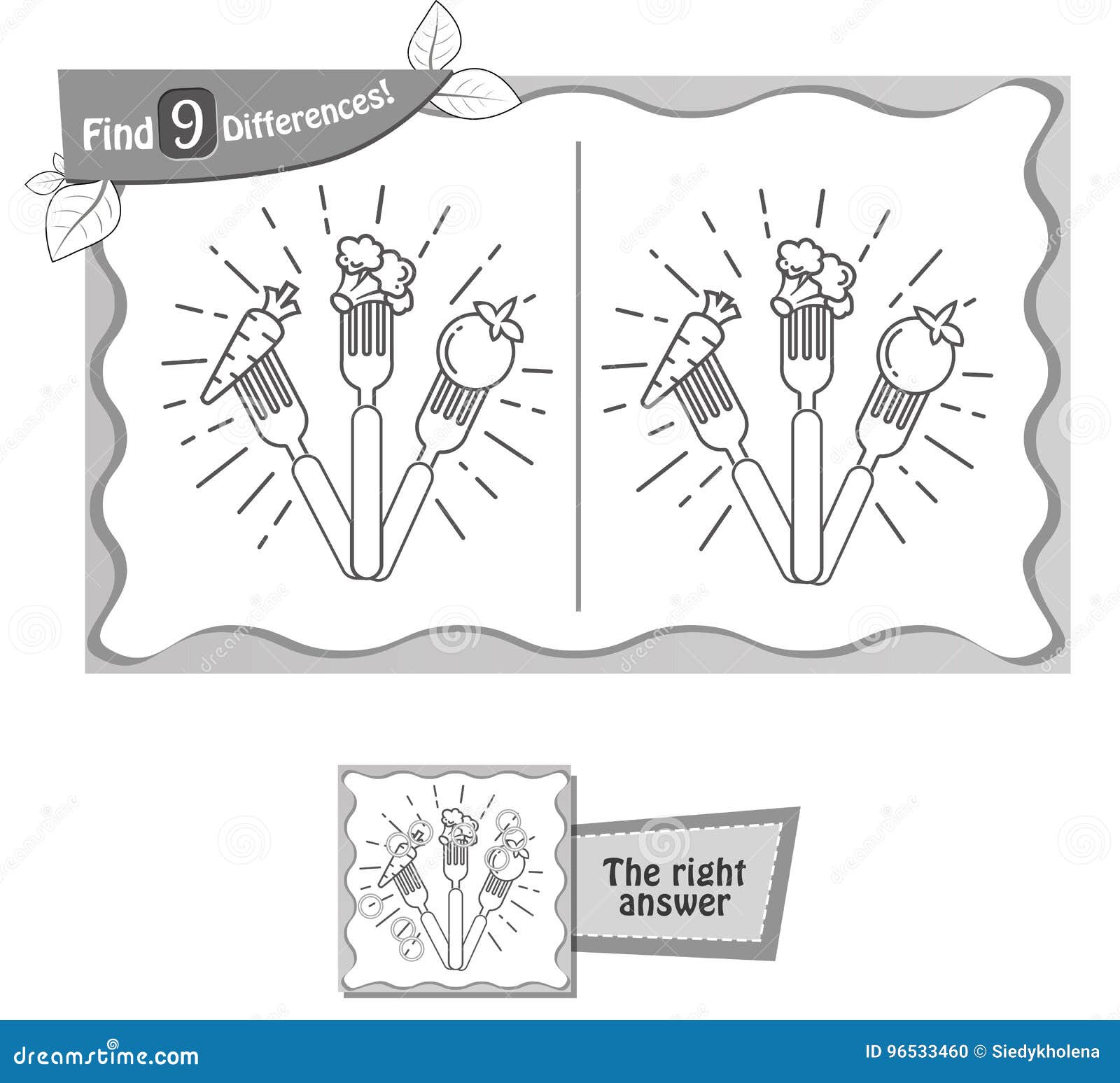 Find 9 Differences Game Vegan Stock Illustration - Illustration of play ...