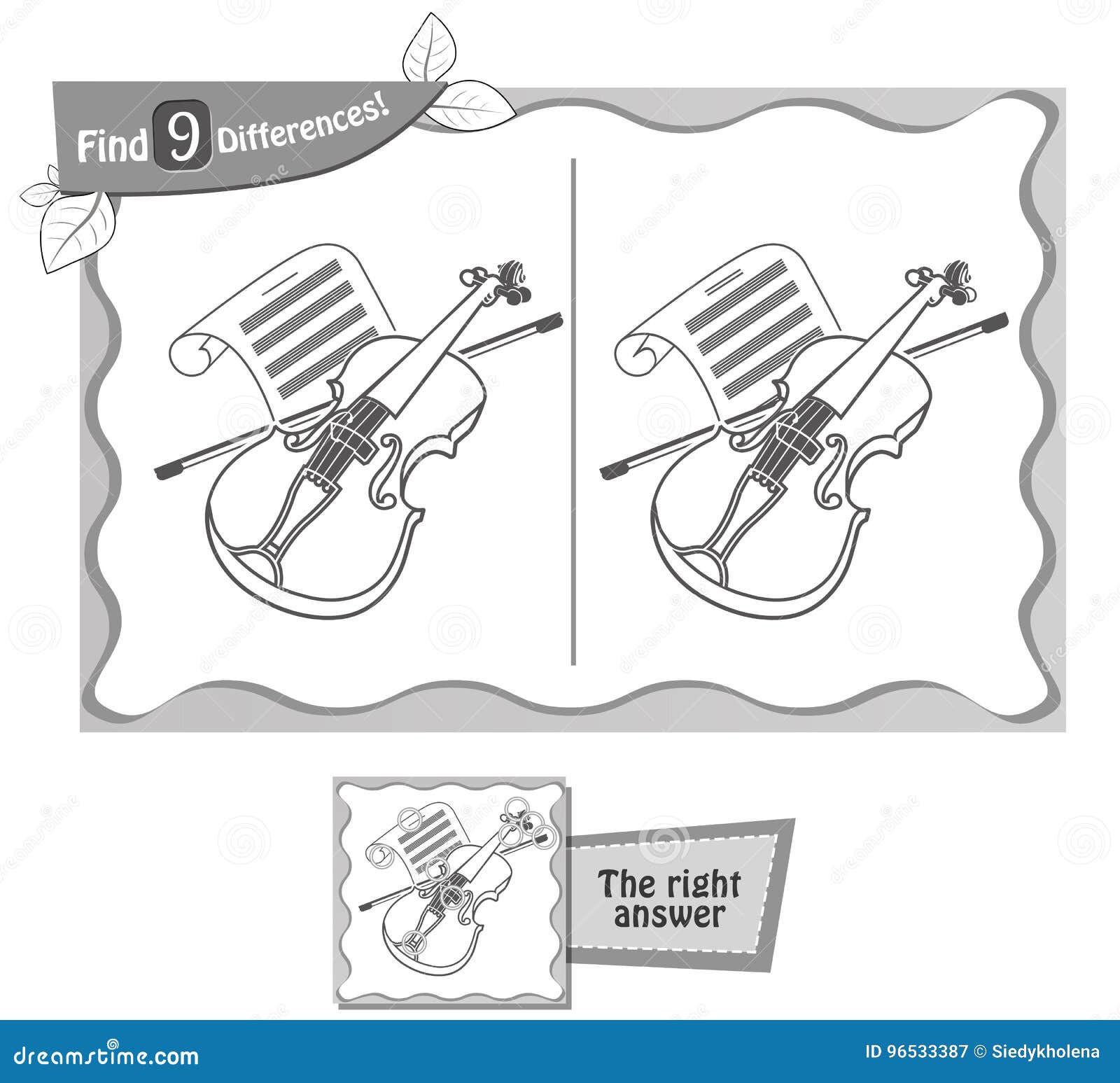 Find 9 Differences Game Violin Stock Illustration - Illustration of ...