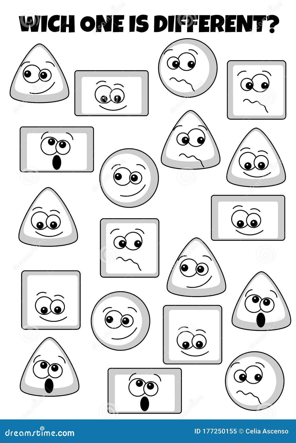Find the Differences Geometric Shape Game Stock Image - Illustration of ...