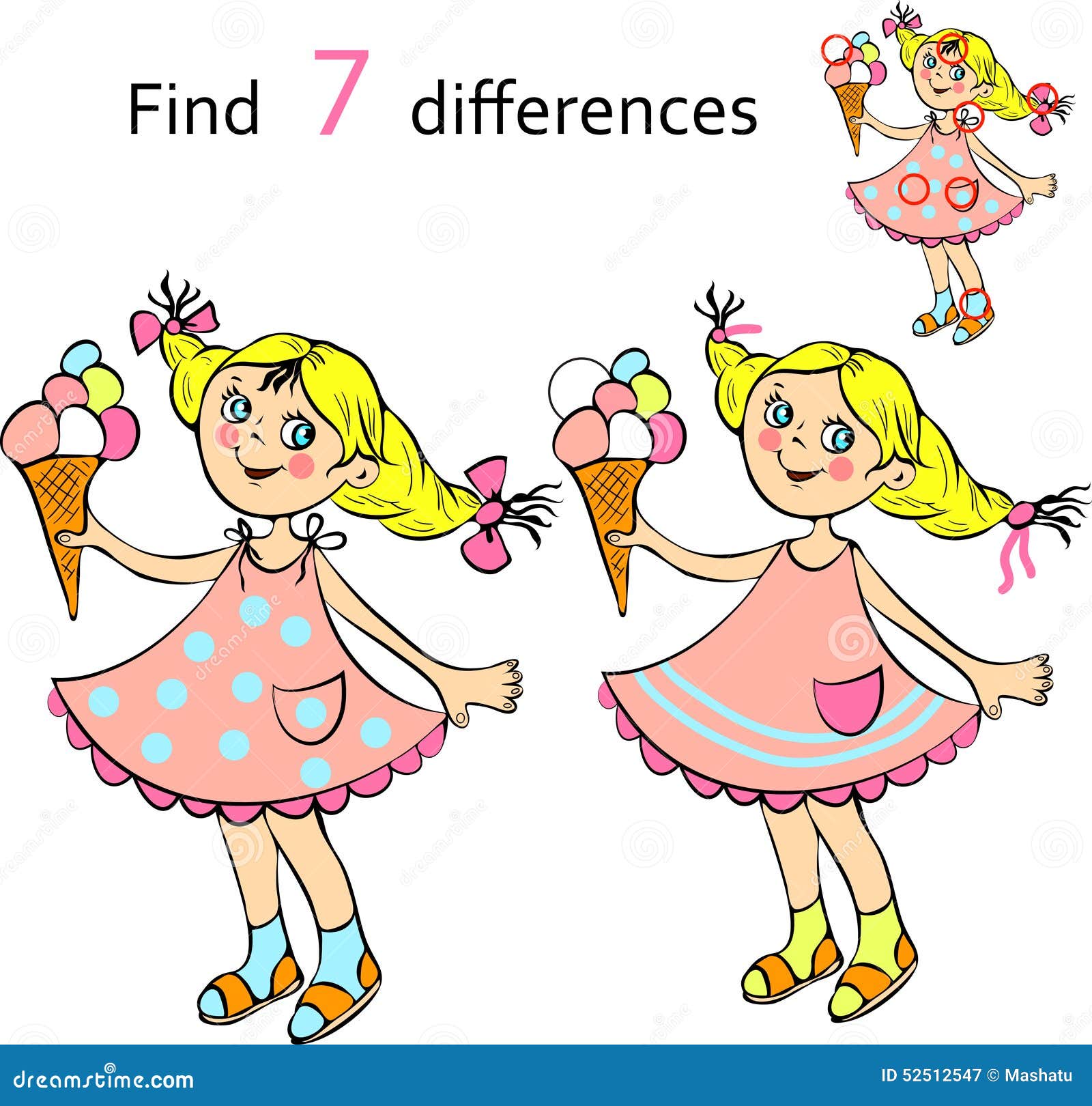 Find differences girl stock vector. Illustration of cute - 52512547