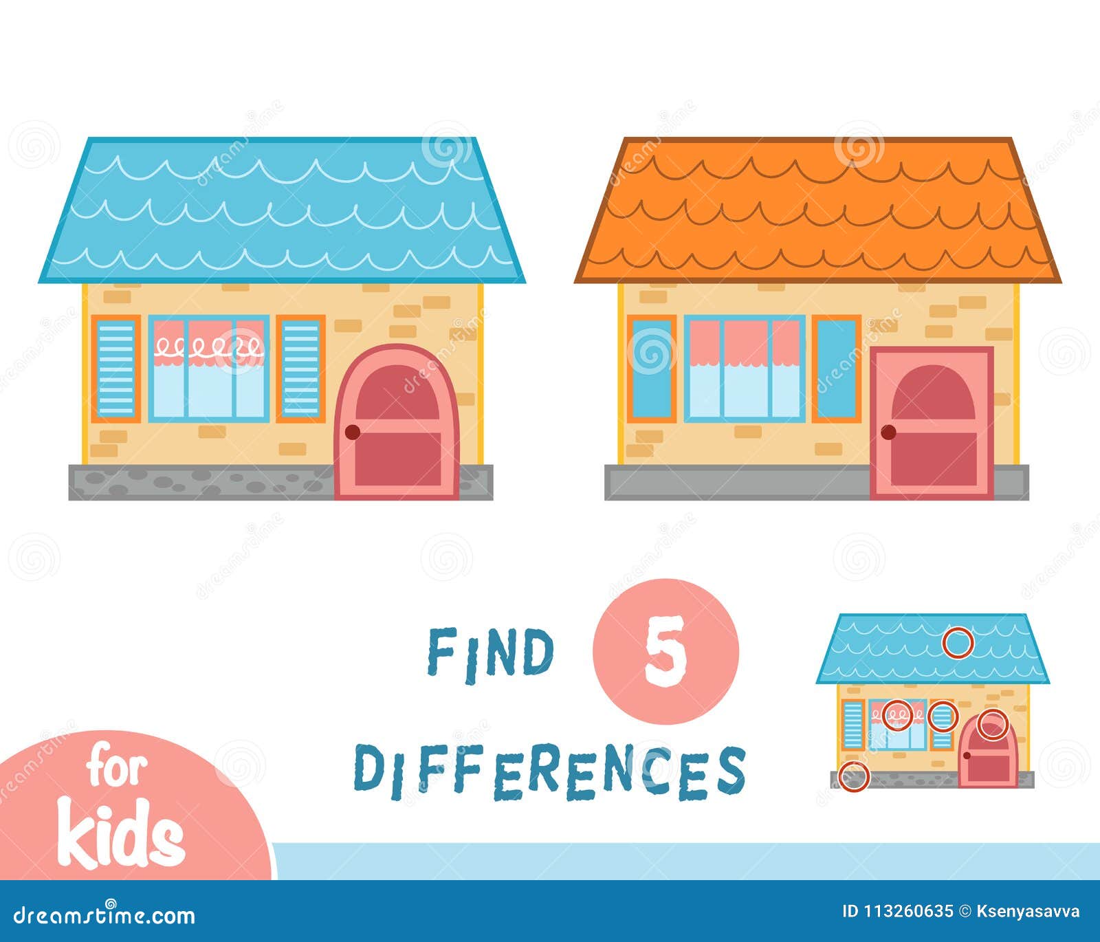 Find differences, House stock vector. Illustration of building - 113260635
