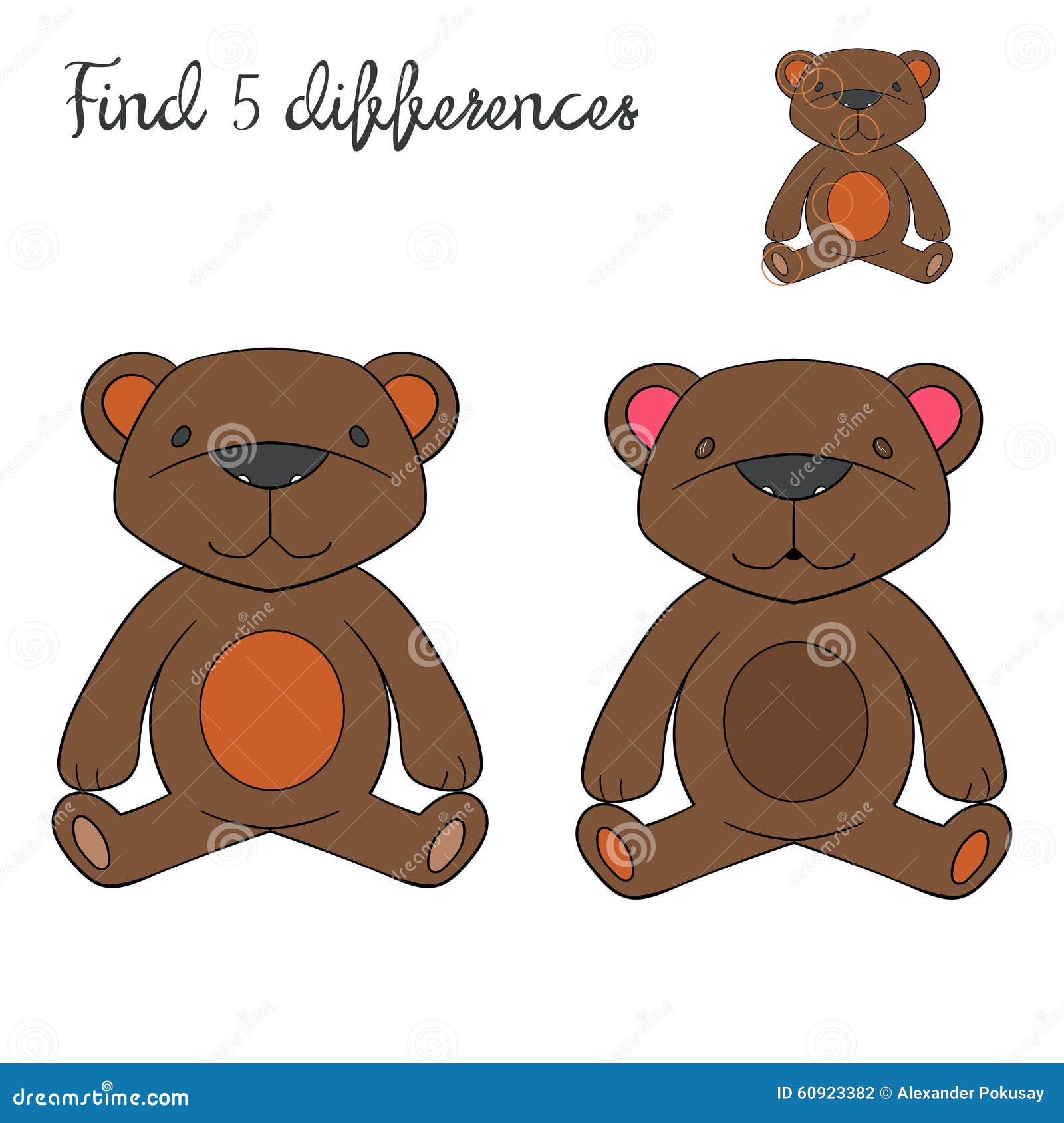 Find Differences Kids Layout for Game Bear Stock Vector - Illustration ...