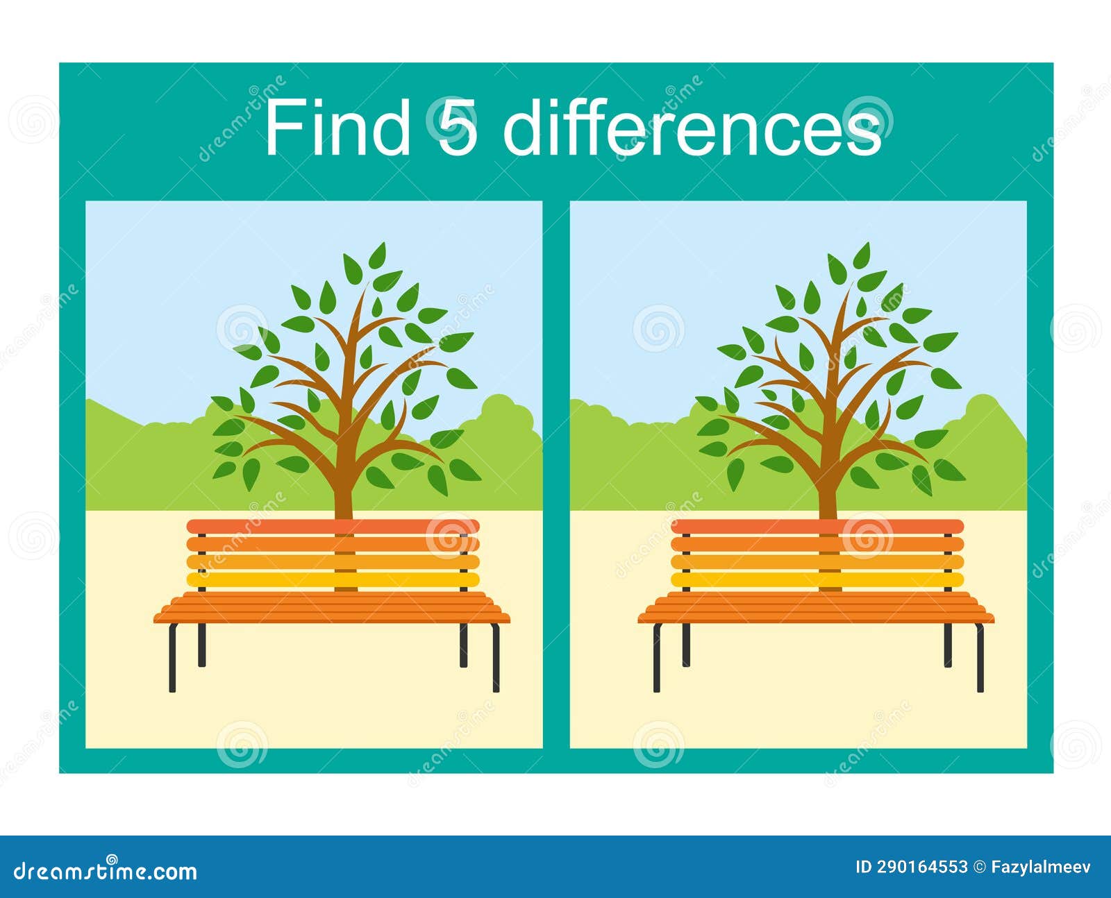 Find 5 Differences. Logic Puzzle Game for Kids Stock Illustration ...