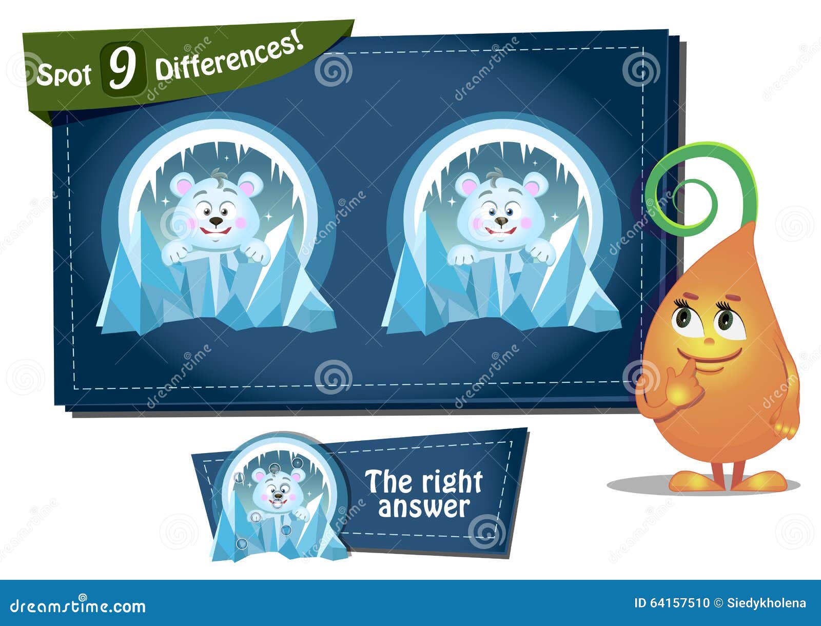 Find 9 Differences Polar Bear Stock Illustration - Illustration of ...