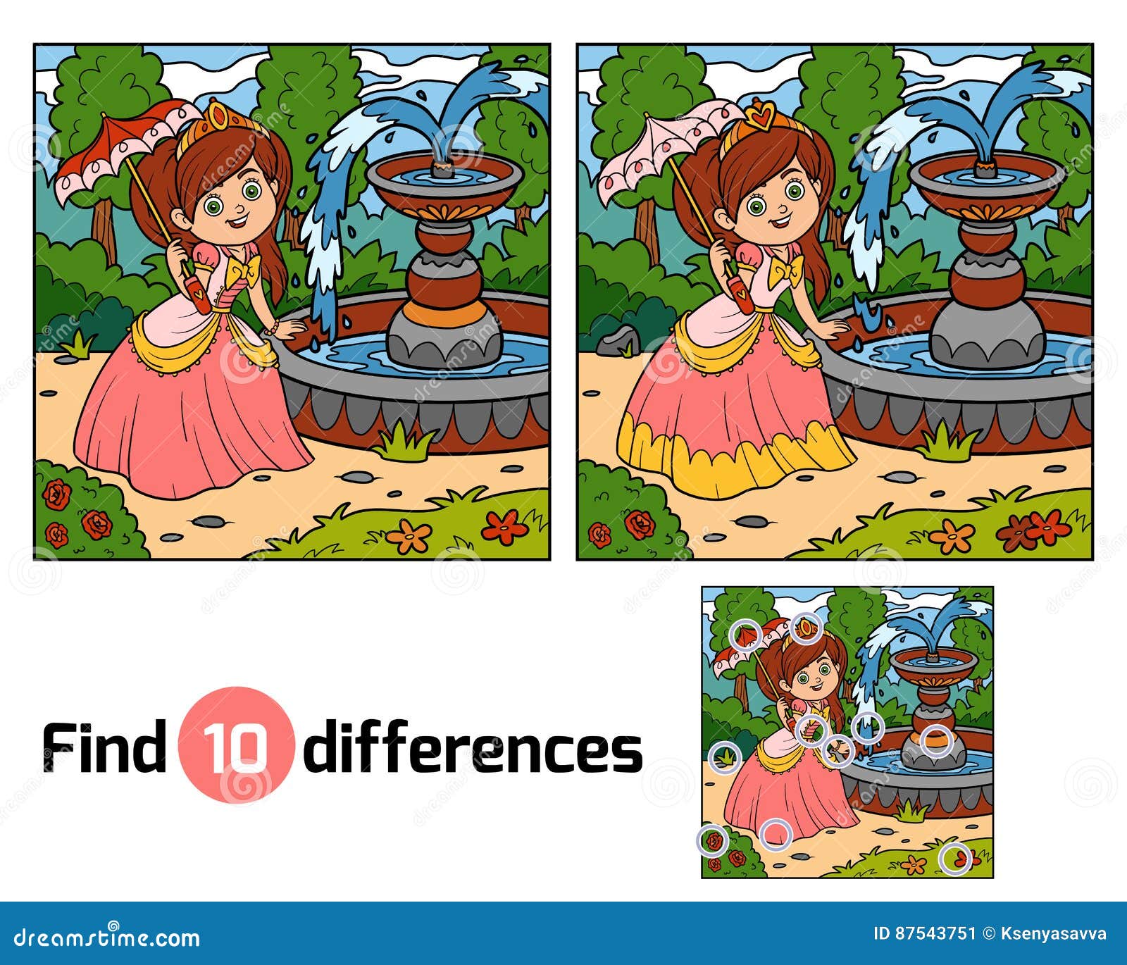 Find differences, Princess stock vector. Illustration of nature - 87543751