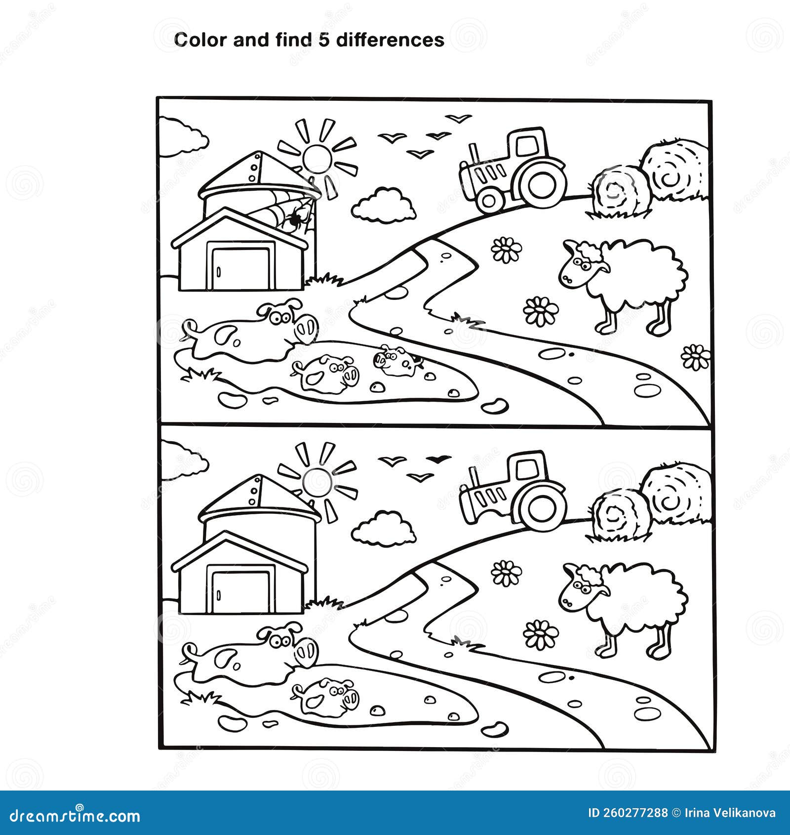 Find Differences Puzzle for Kids, Coloring Book Stock Vector ...