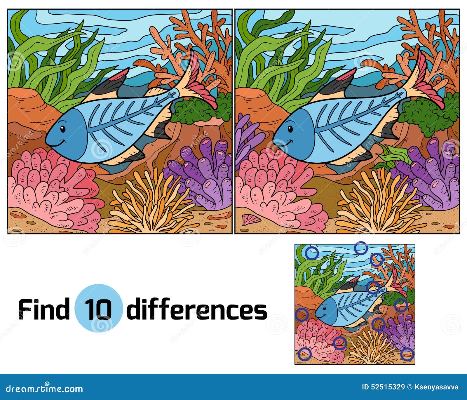 Find Differences (x-ray Fish) Stock Vector - Illustration of page ...