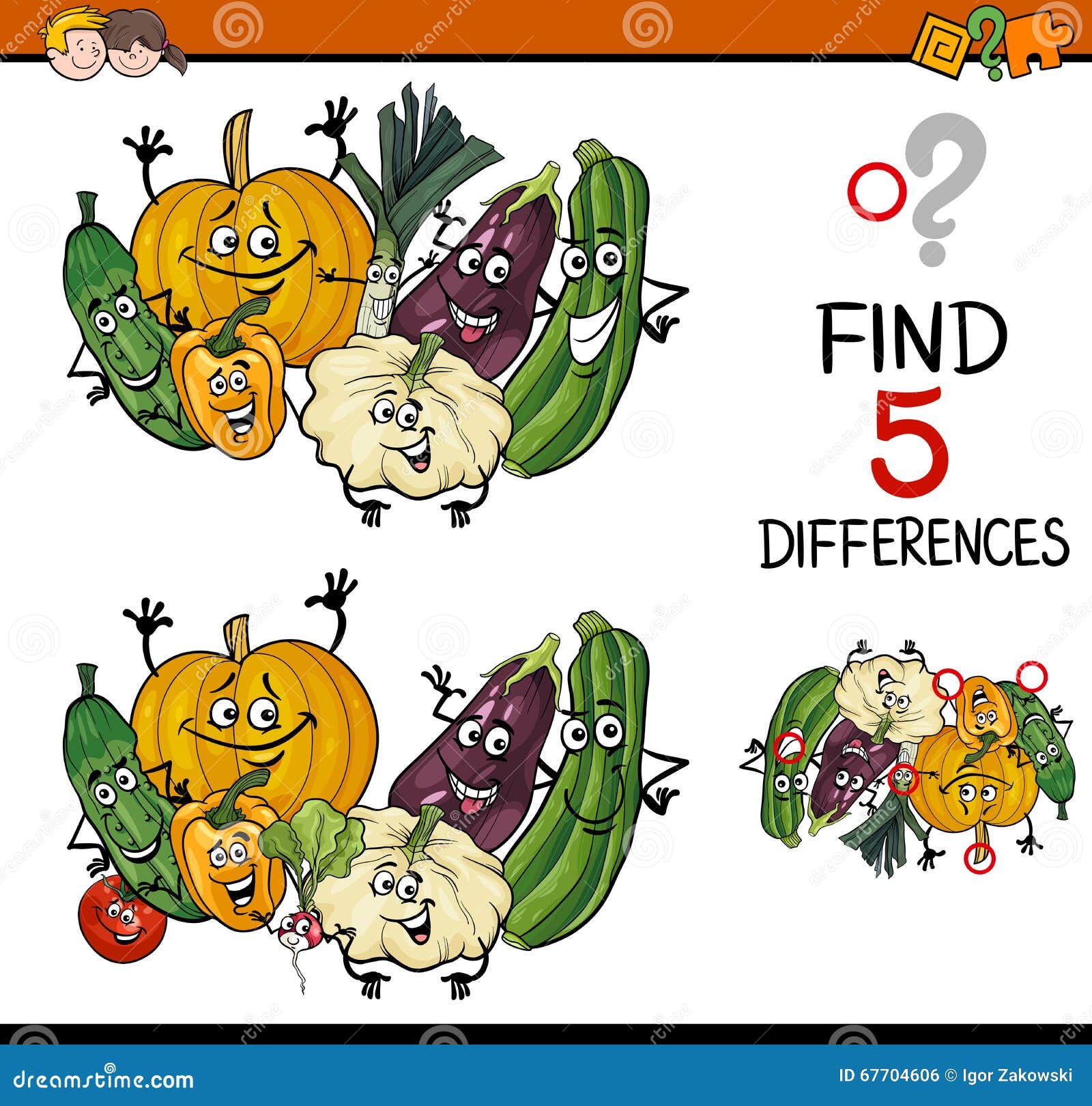 Find the differences task stock vector. Illustration of search - 67704606