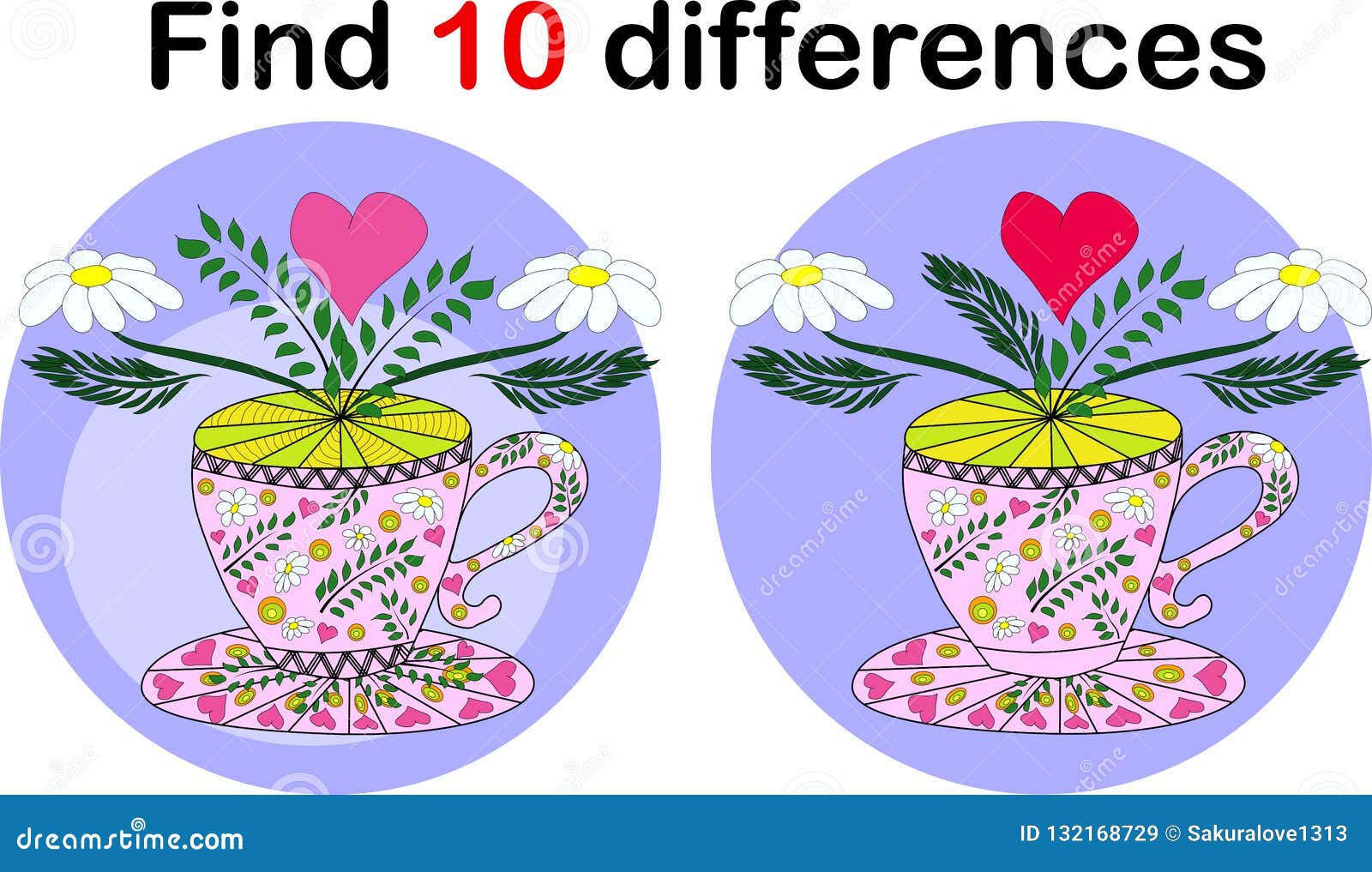 Find Differences Teacup for Children. Herbal Infusion Stock Vector ...