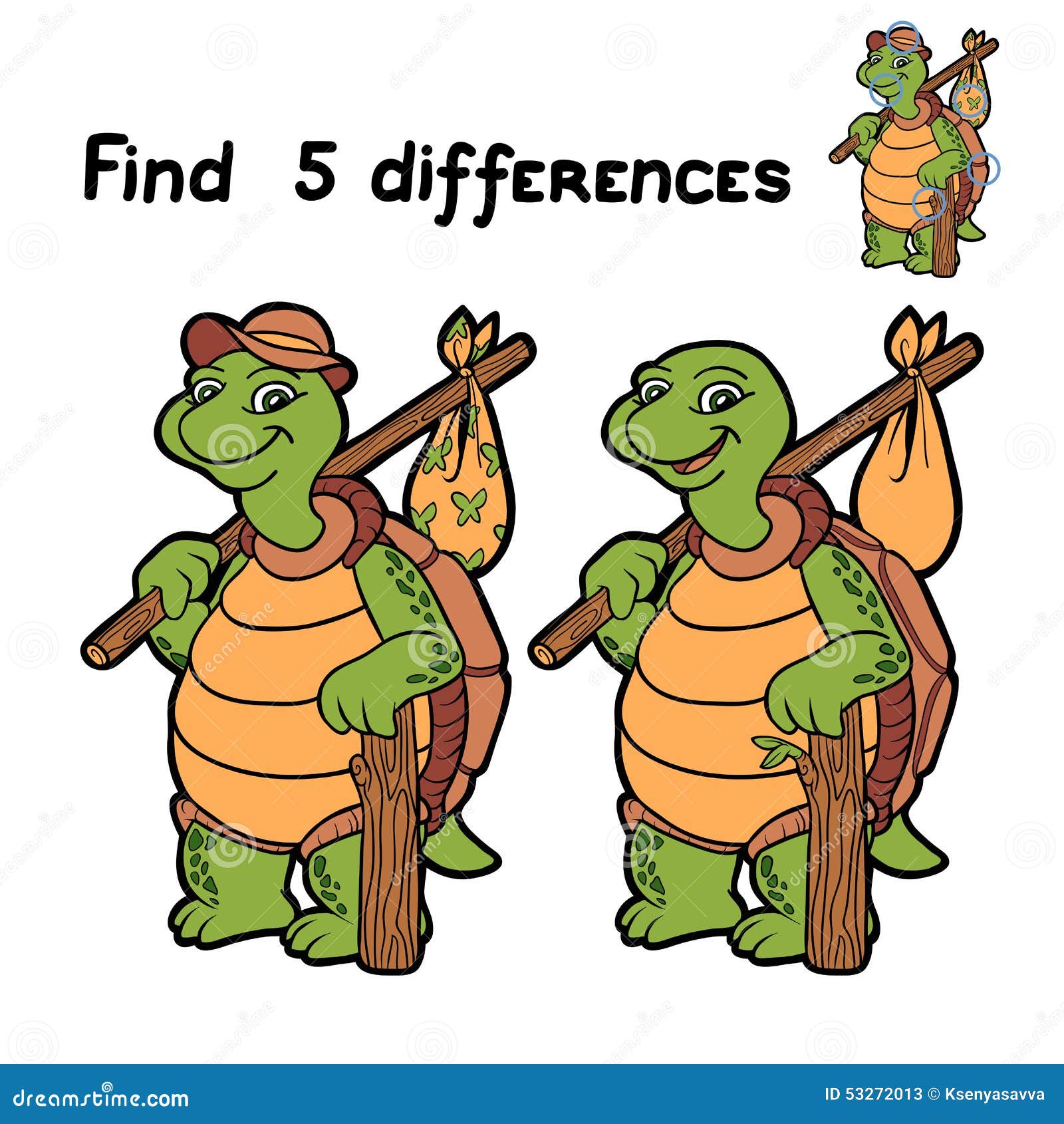 Find differences (turtle) stock vector. Illustration of entertainment ...