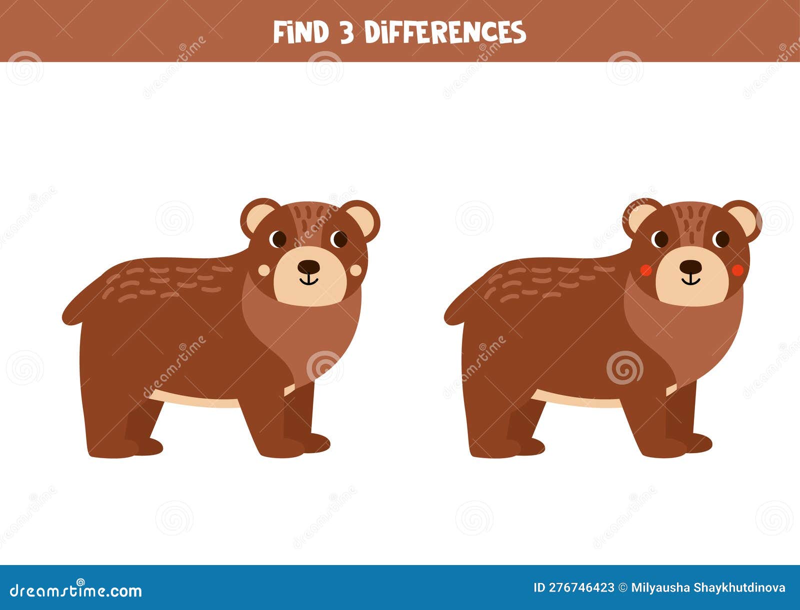 Find 3 Differences between Two Cute Cartoon Bears Stock Vector ...