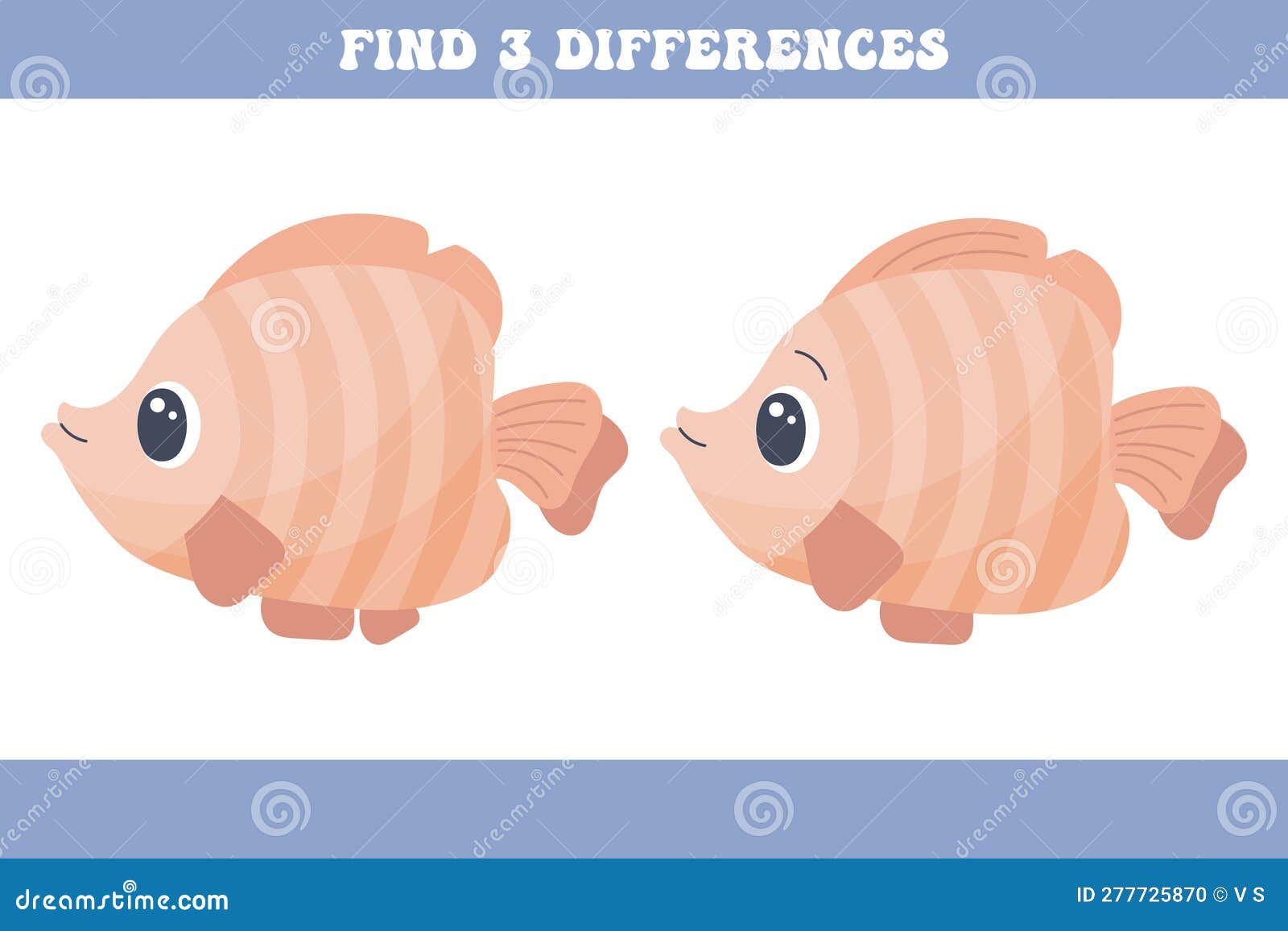 Find 3 Differences between the Two Fish. Children S Logic Game ...