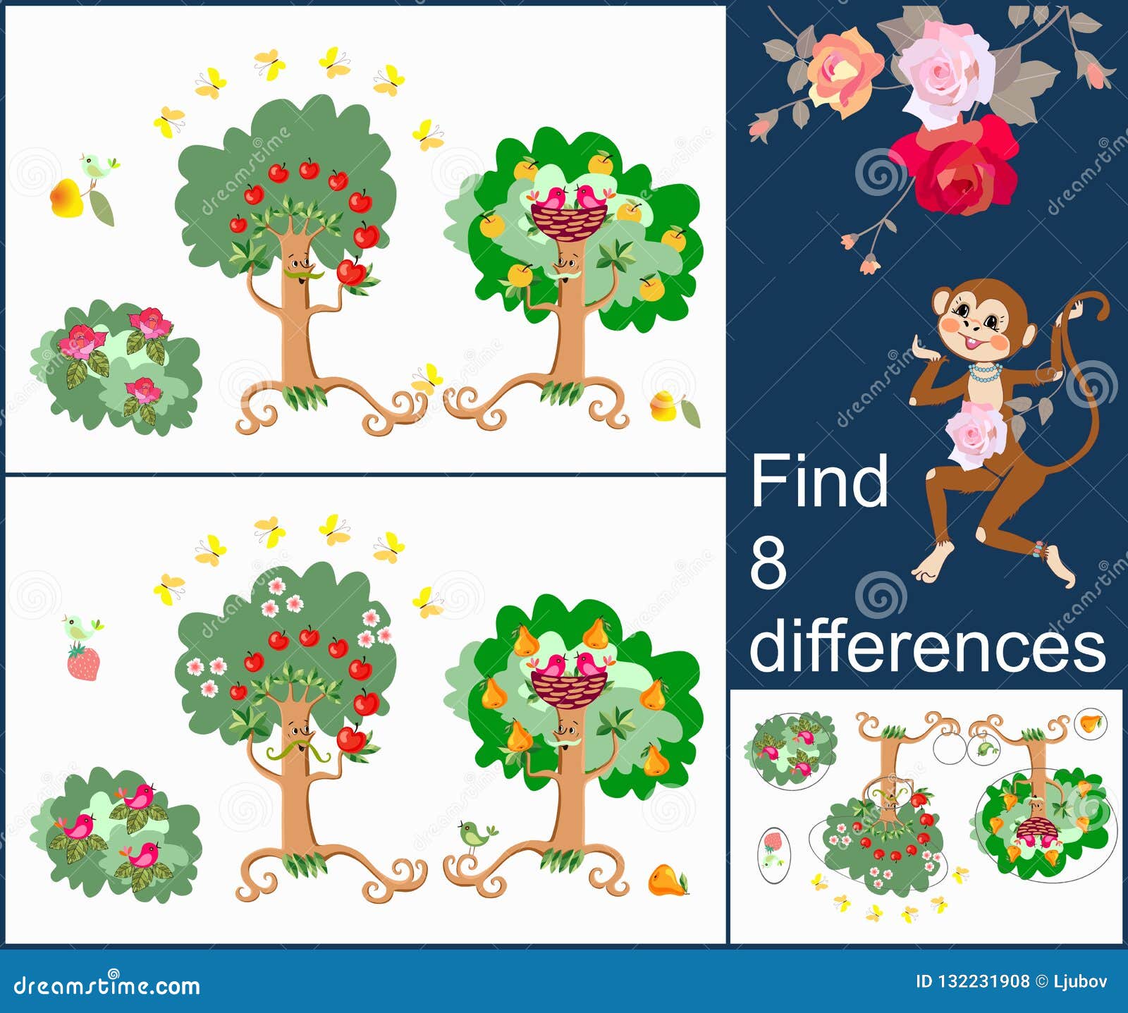 Find 8 Differences. Visual Game for Developing Attention for Children ...