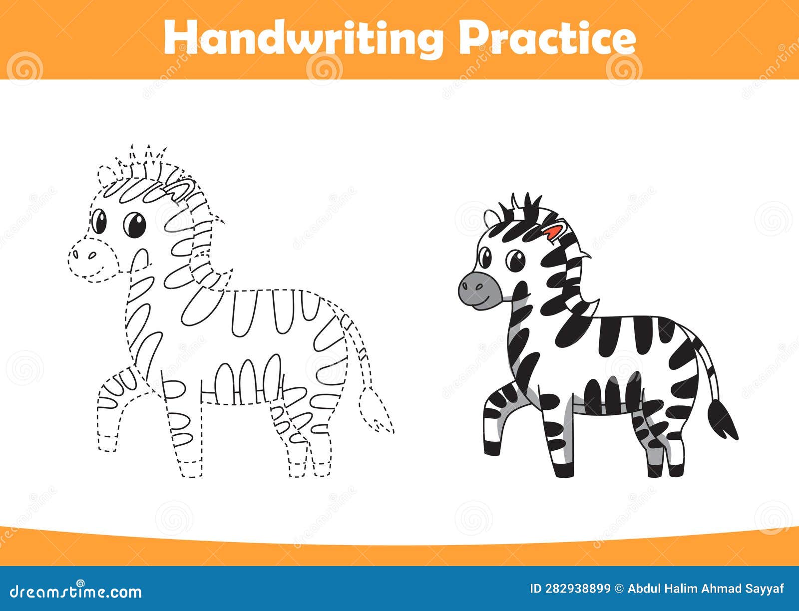 Practice Handwriting. Tracing Zebra Lines and Coloring for Children ...