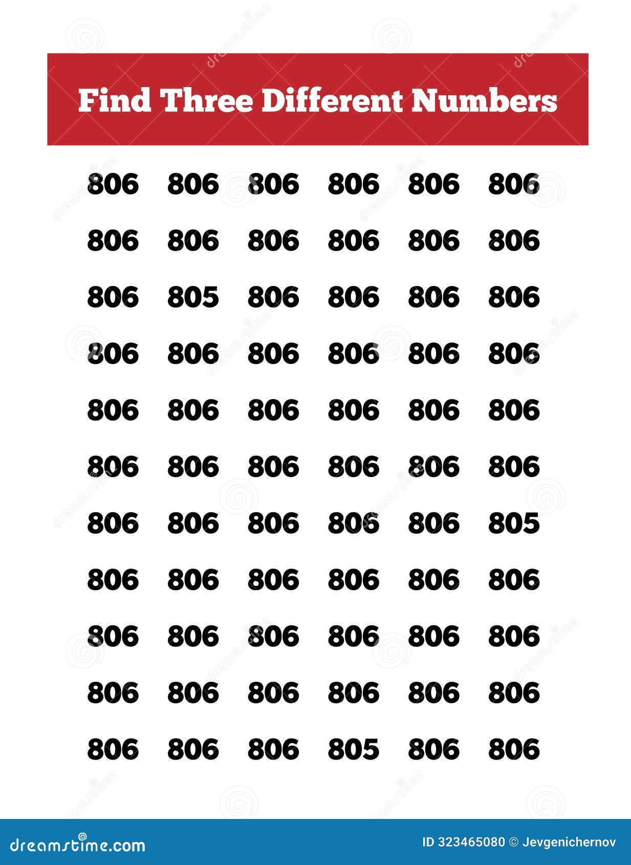 Find Different Numbers Riddle Game Stock Vector - Illustration of ...