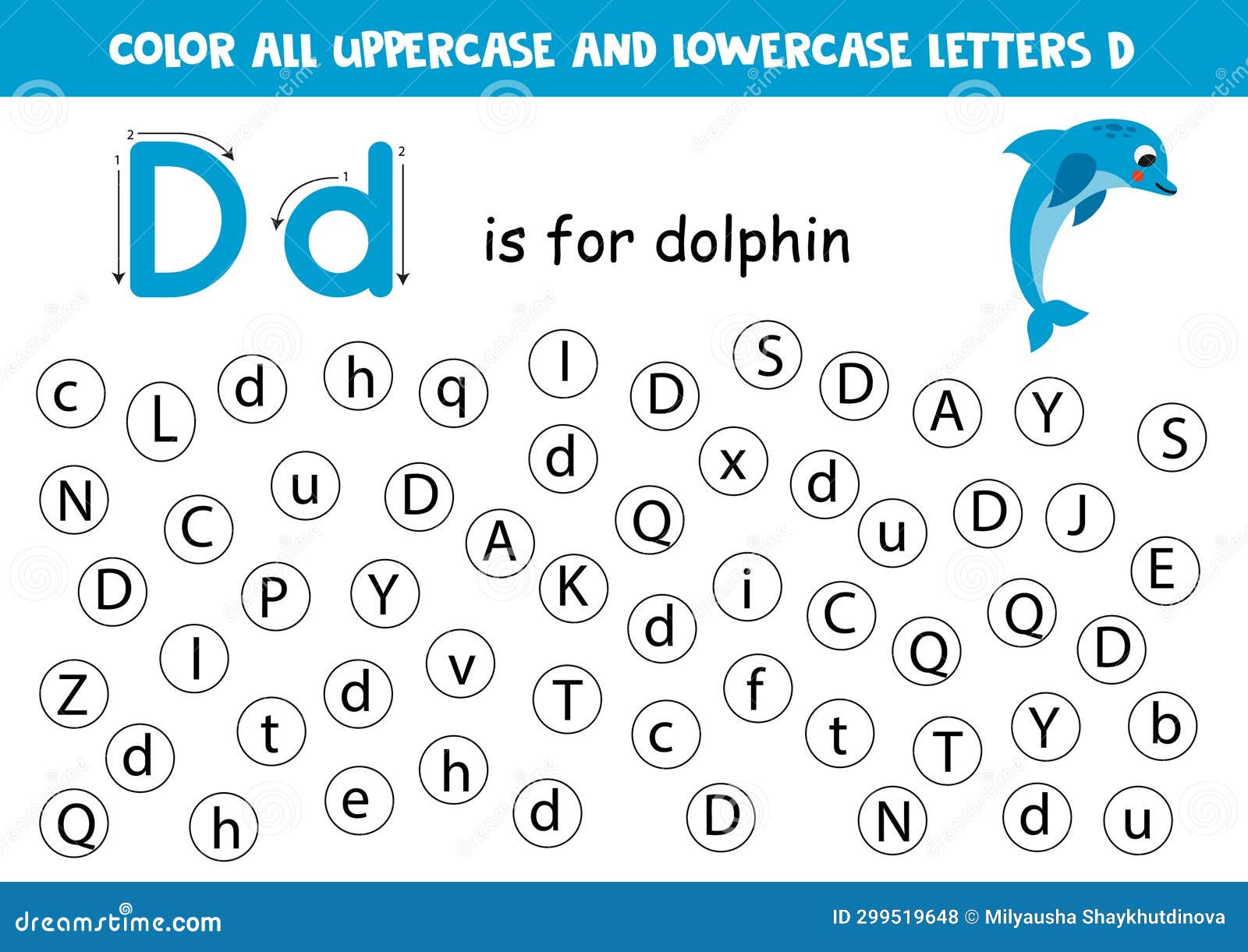 Find and Dot All Letters D. Educational Worksheet for Learning Alphabet ...