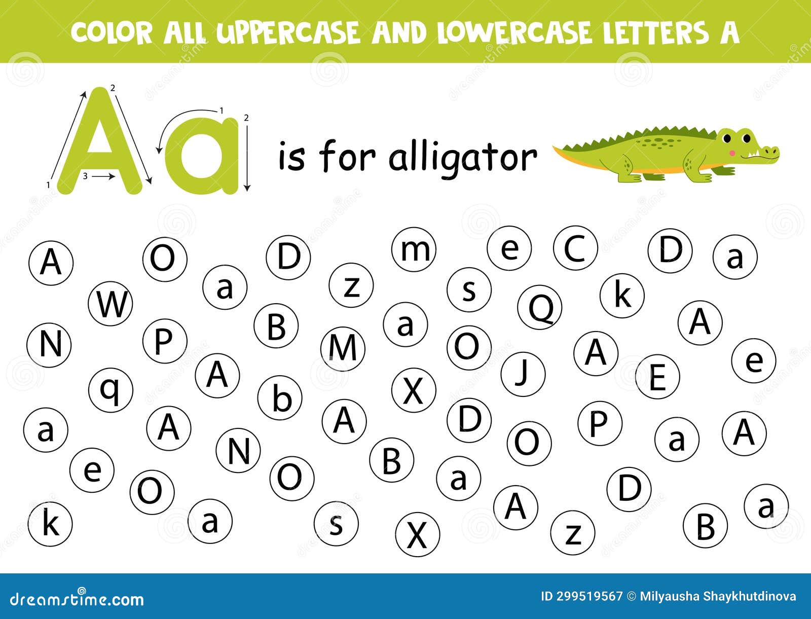 Find and Dot All Letters a. Educational Worksheet for Learning Alphabet ...