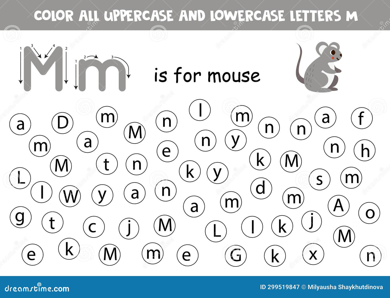 Find and Dot All Letters M. Educational Worksheet for Learning Alphabet ...