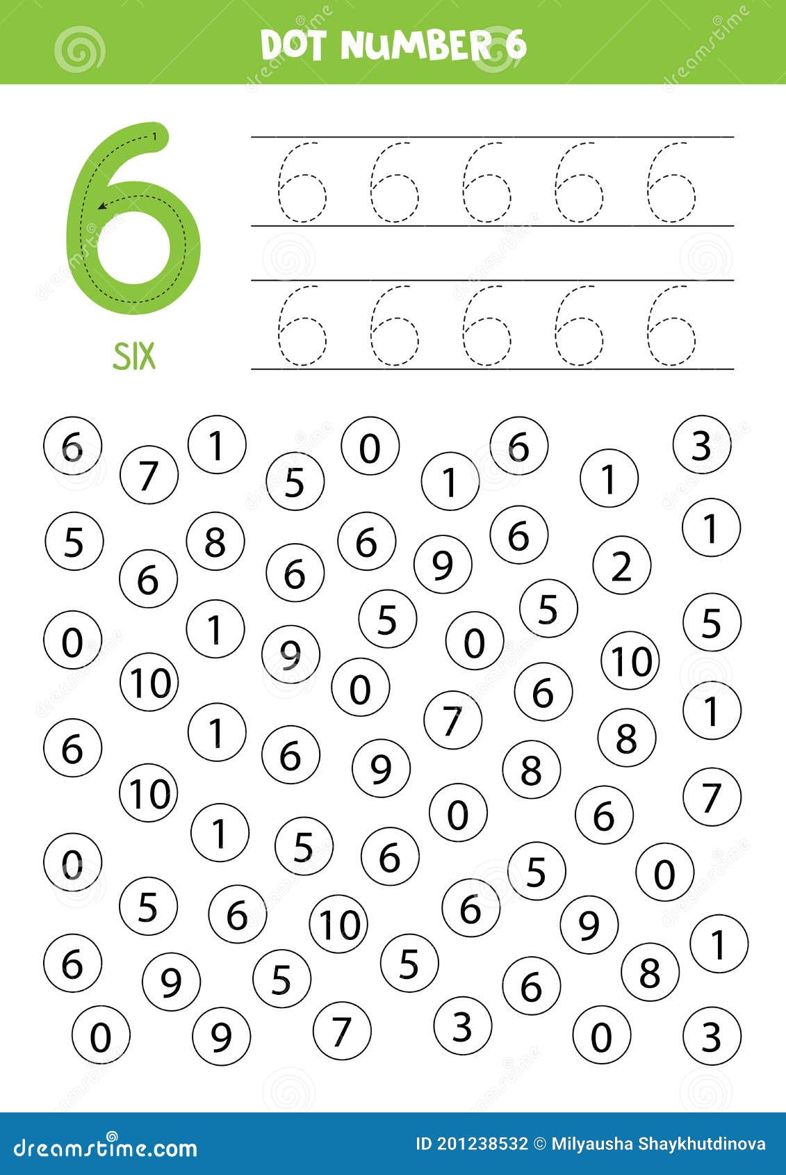 Find and Dot Number 6. Math Game for Kids Stock Vector - Illustration ...