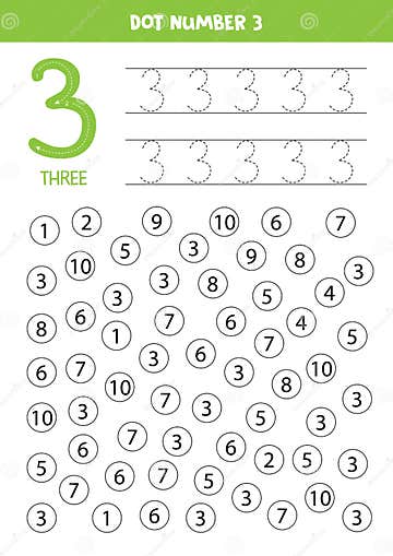 Find and Dot Number 3. Math Game for Kids Stock Vector - Illustration ...