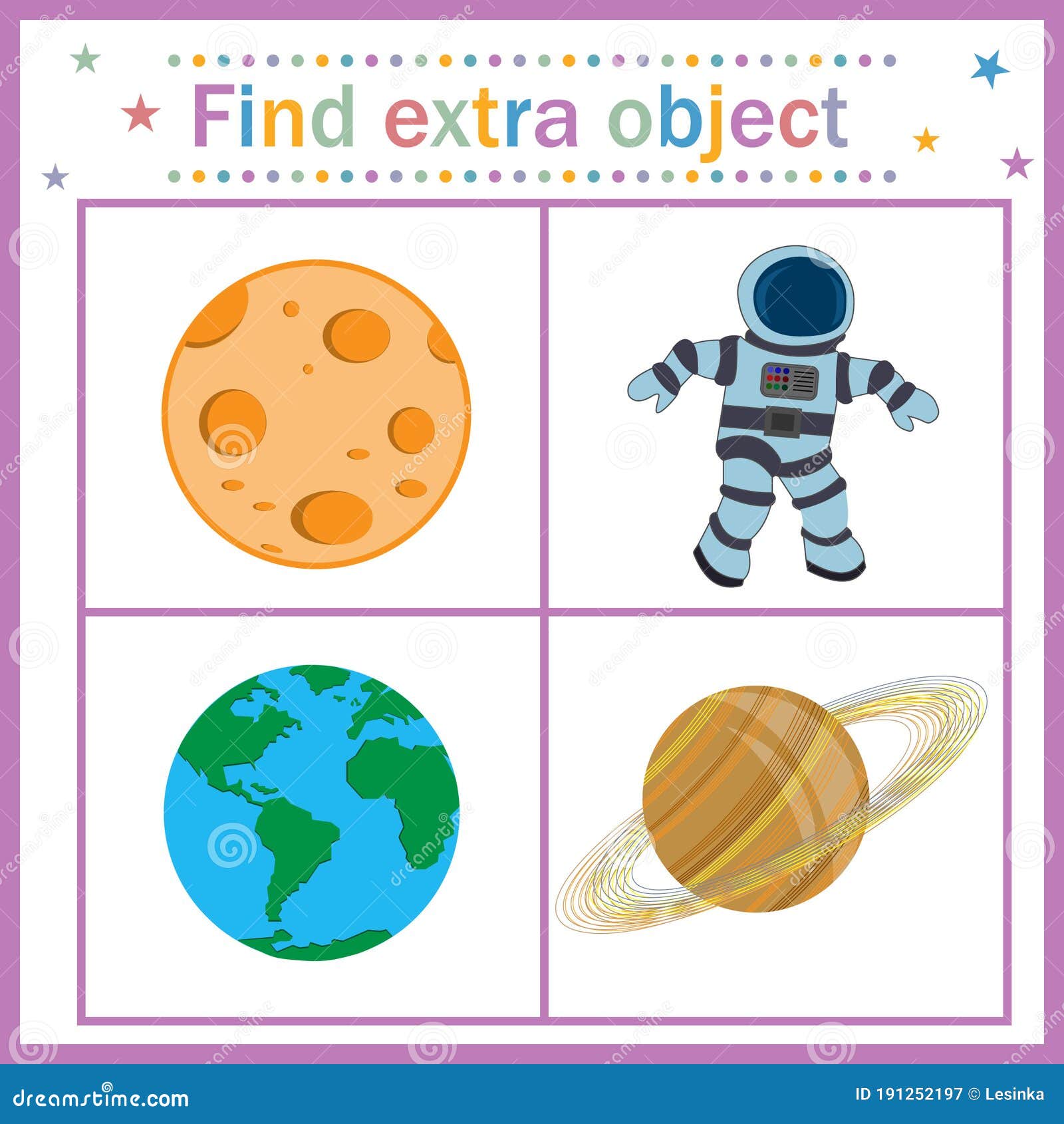 Find an Extra Object Theme Space Stock Vector - Illustration of ...