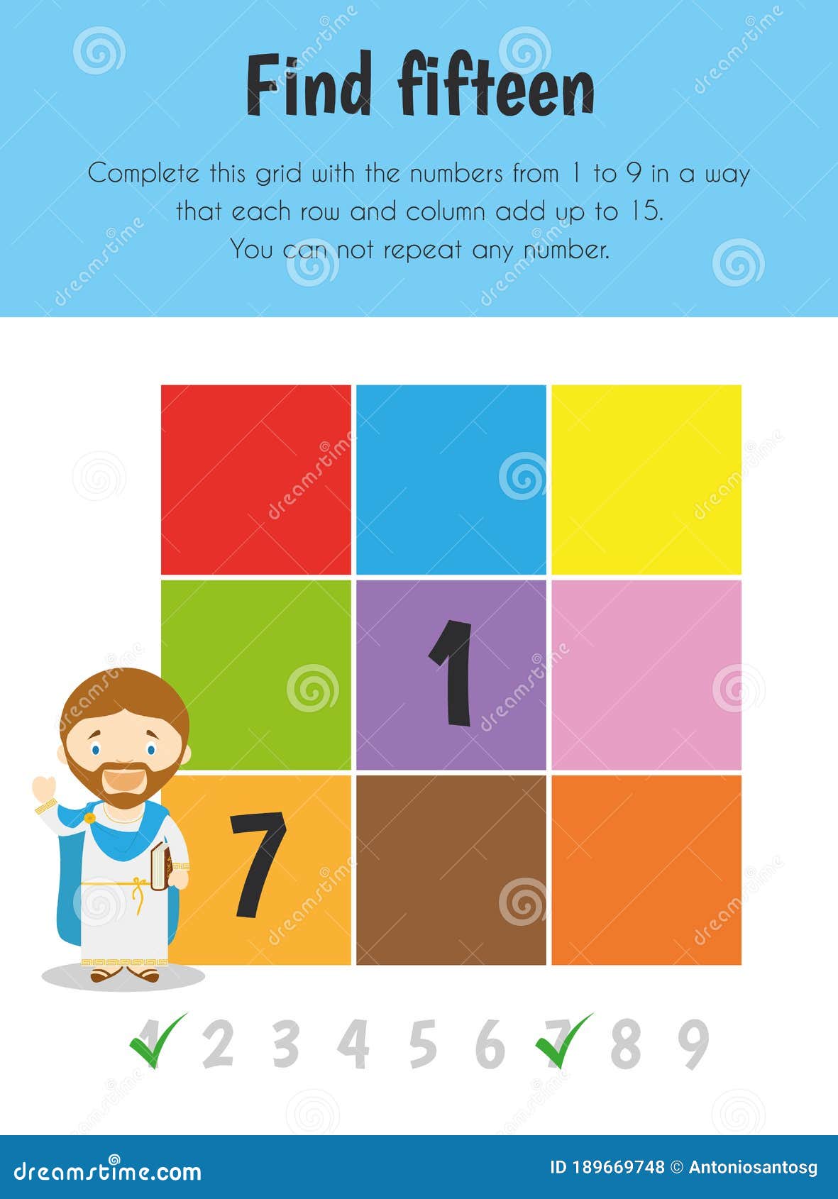 Find Fifteen Educational Sheet. Primary Module for Numerical Ability ...