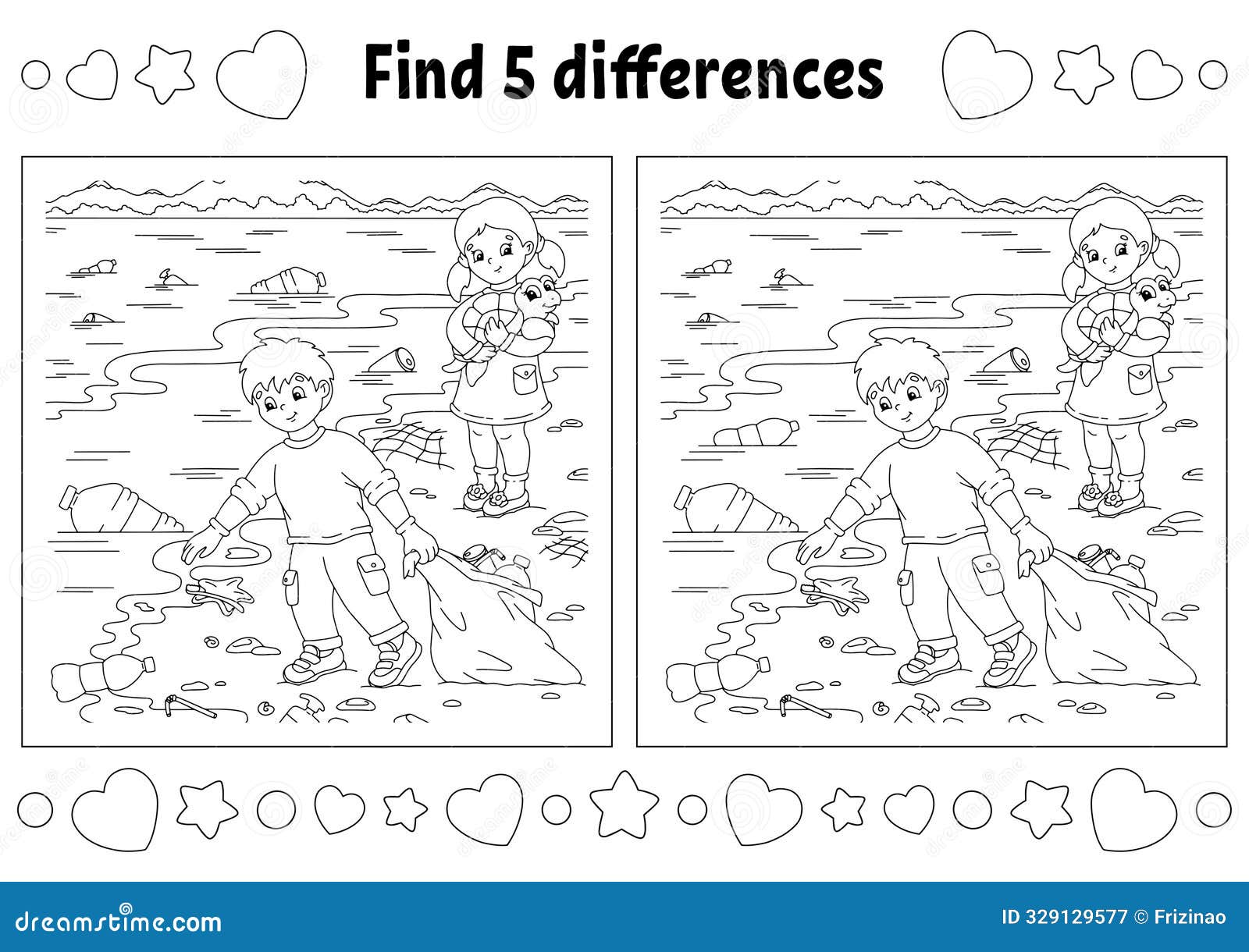 Find Five Differences. Coloring Page For Kids. Activity Worksheet For Children. Vector ...