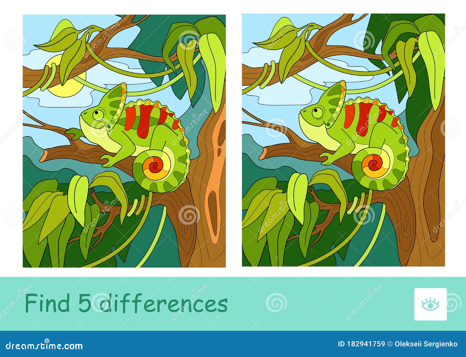 Find Five Differences Quiz Learning Children Game with Image of a ...