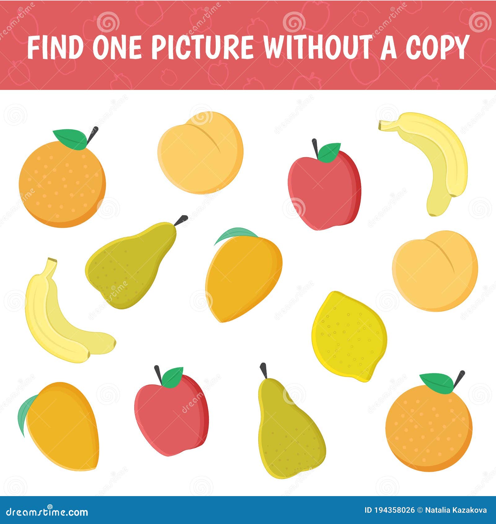 Find a Fruit without a Pair Stock Vector - Illustration of ...