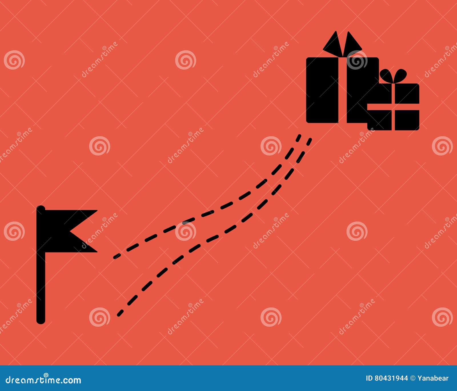 Find a Gift. Flag with Dotted Line and Surprise Stock Vector ...
