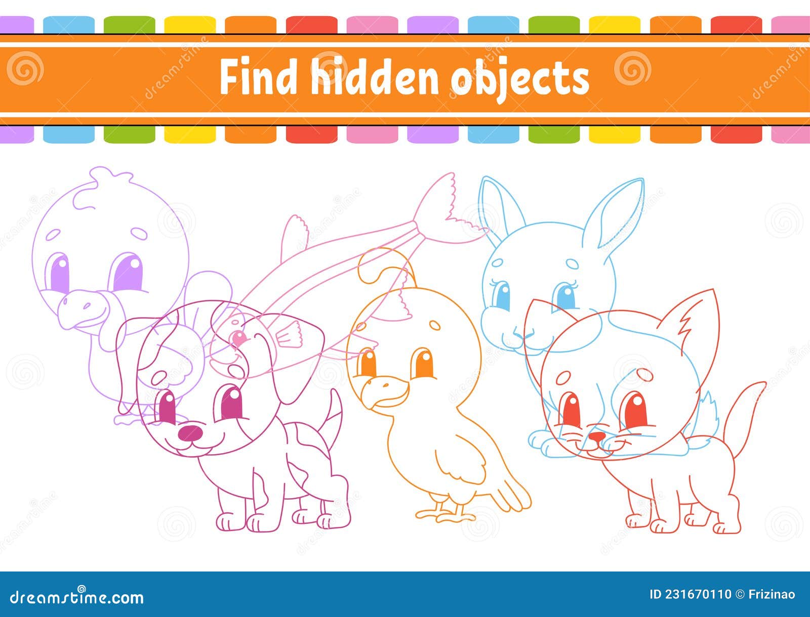 Find Hidden Object. Education Developing Worksheet. Activity Page with ...