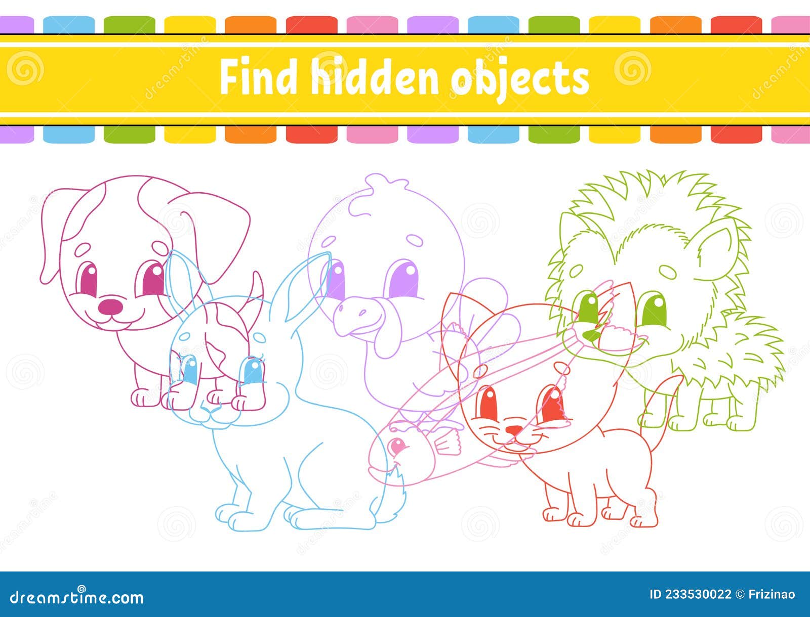 Find Hidden Object. Education Developing Worksheet. Activity Page with ...