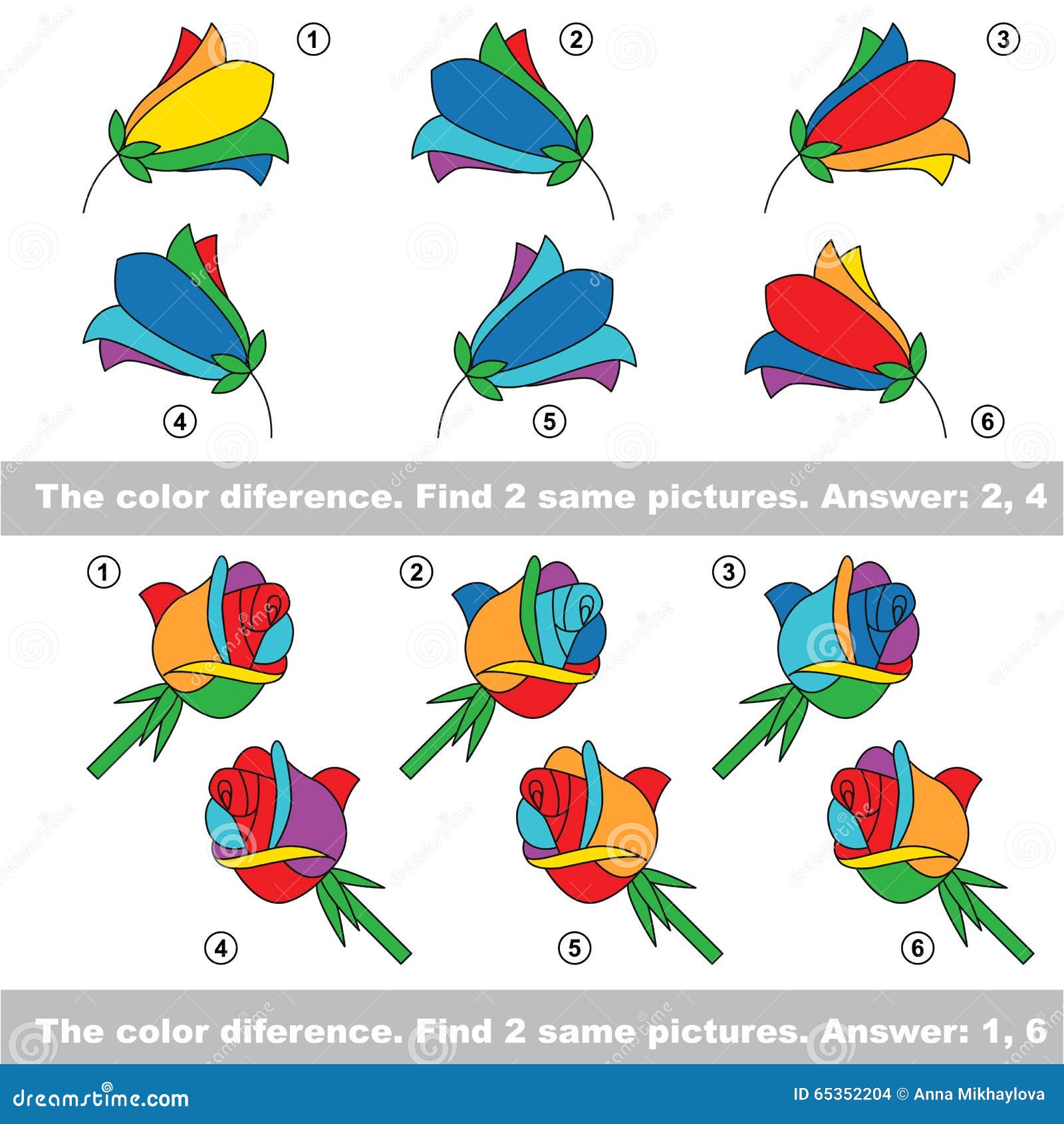 Find Hidden Pair of Bluebells and Roses Stock Vector - Illustration of ...