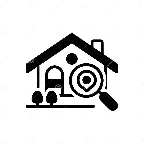 Black Solid Icon for Find Home, Find and Property Stock Illustration ...