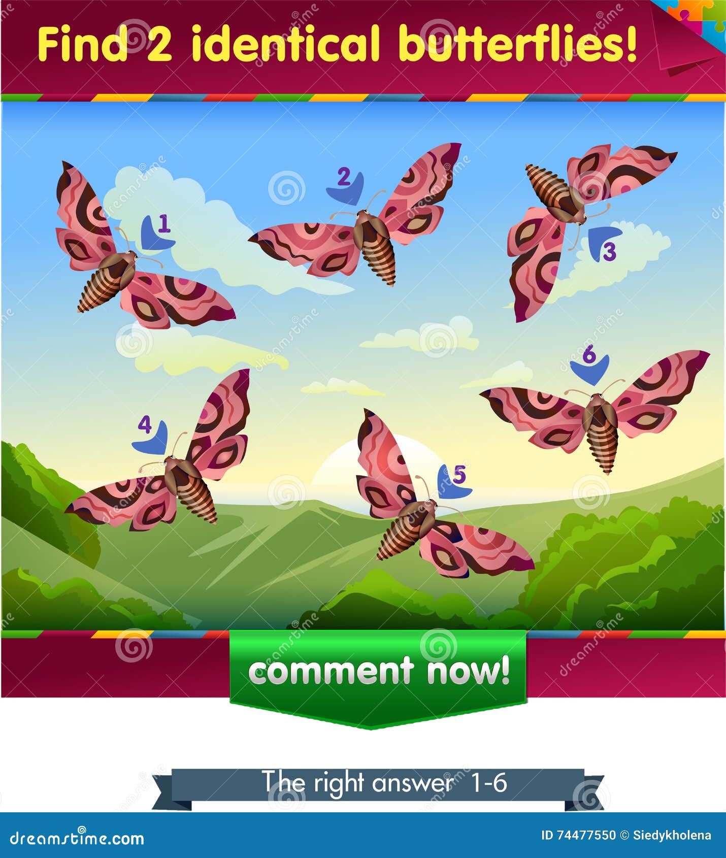 Find 2 Identical Butterflies Stock Illustration - Illustration of guess ...
