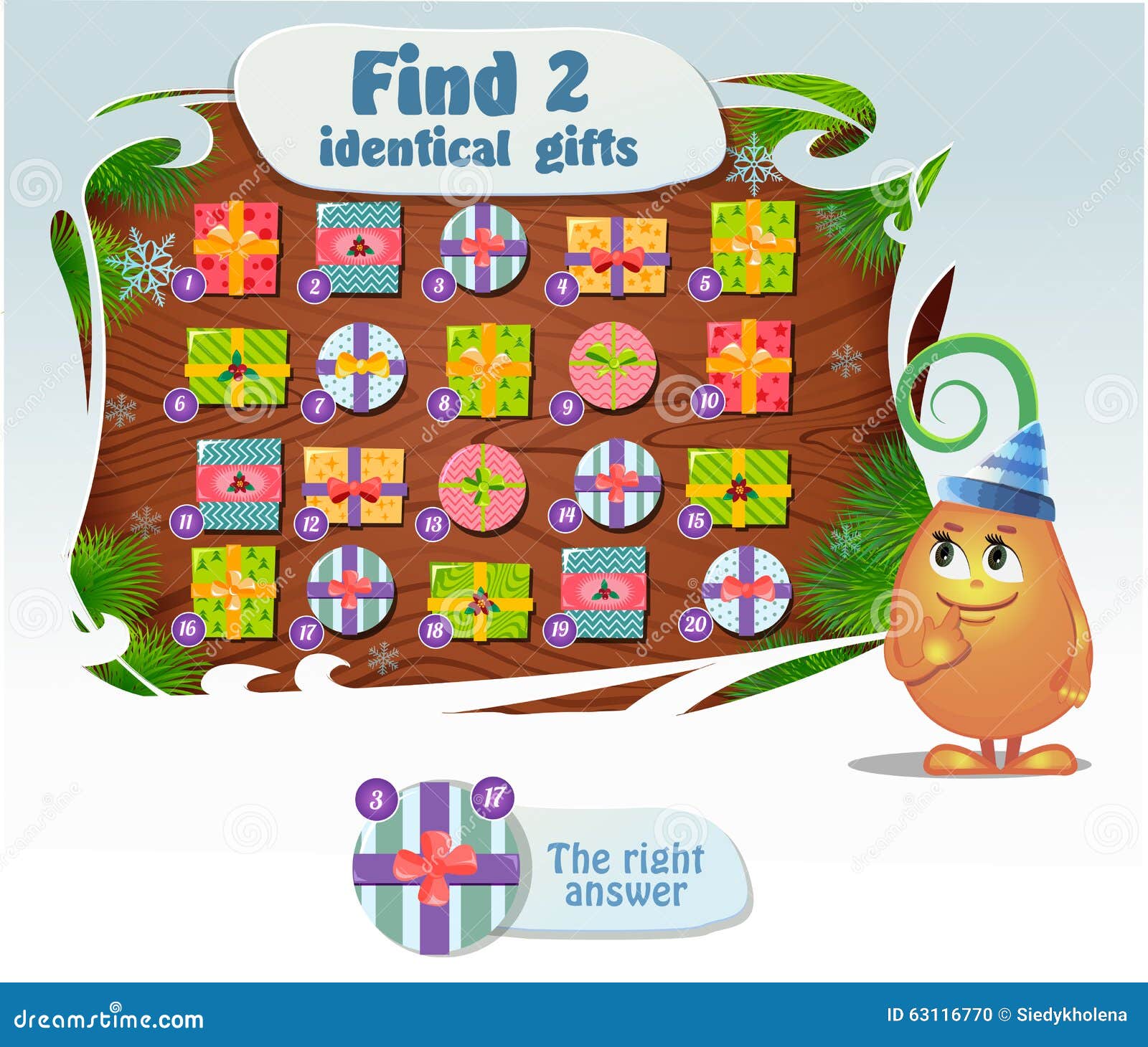 Find 2 identical gift stock illustration. Illustration of learning ...
