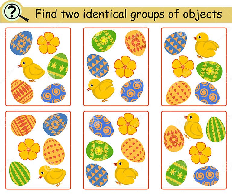 Find the Identical Groups of Objects. Educational Logical Game for ...
