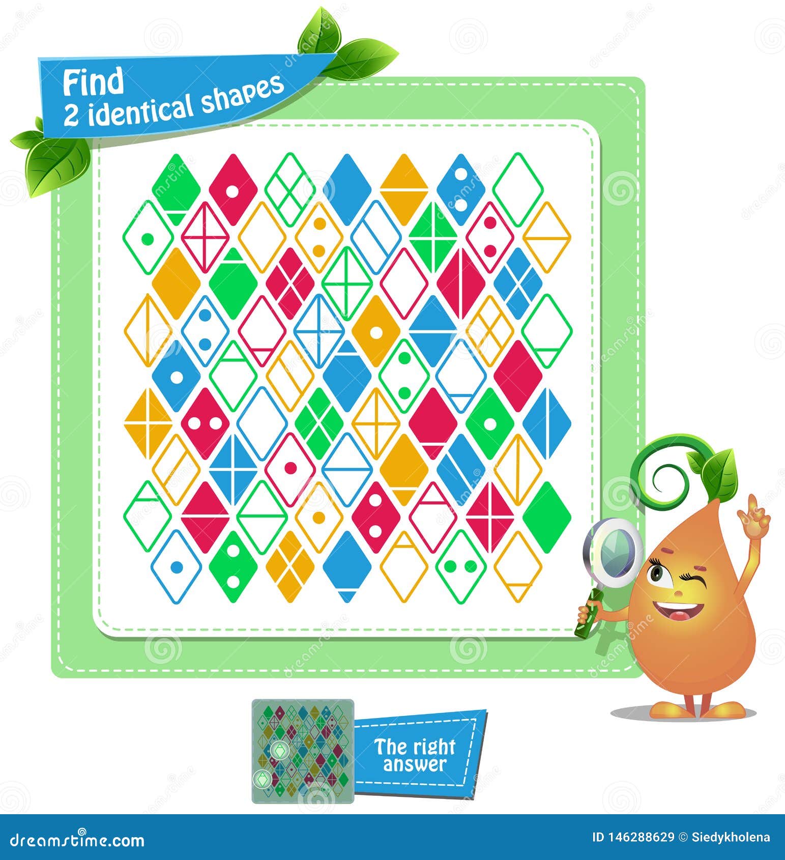 Find 2 Identical Shapes Game Adults Stock Illustration - Illustration ...