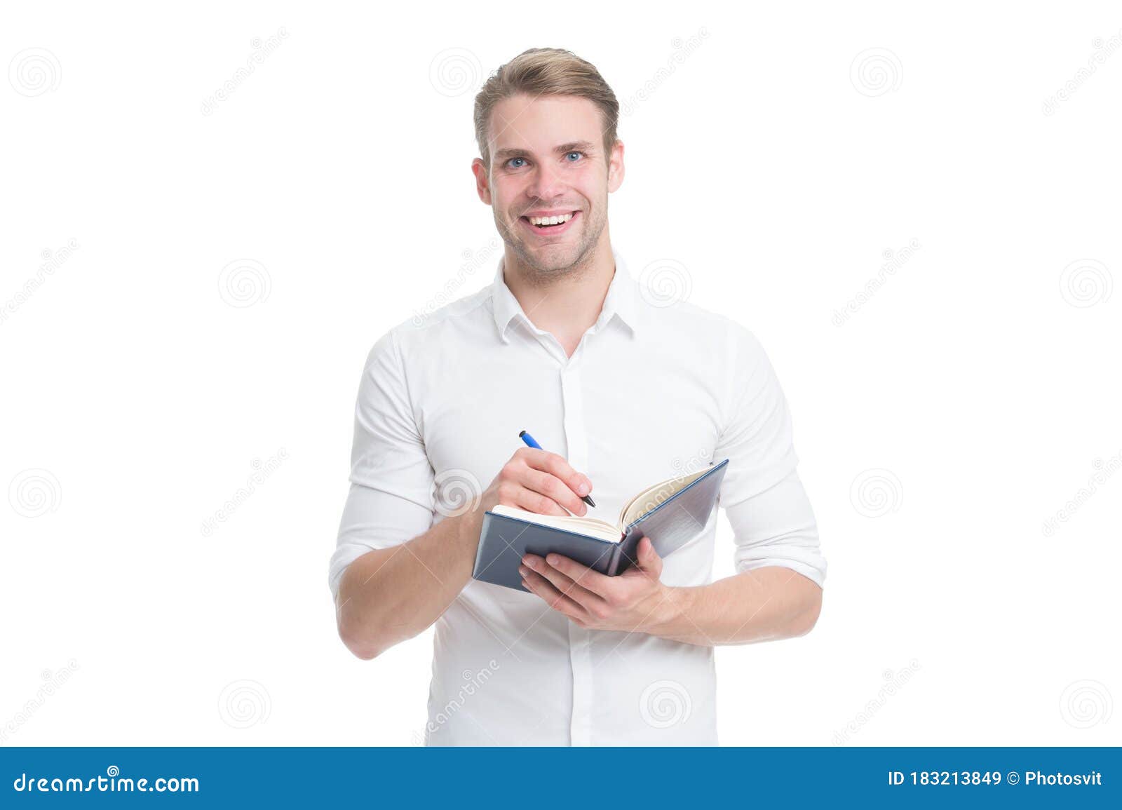 Find Inspiration in Book. University Male Student with Lecture Notes ...