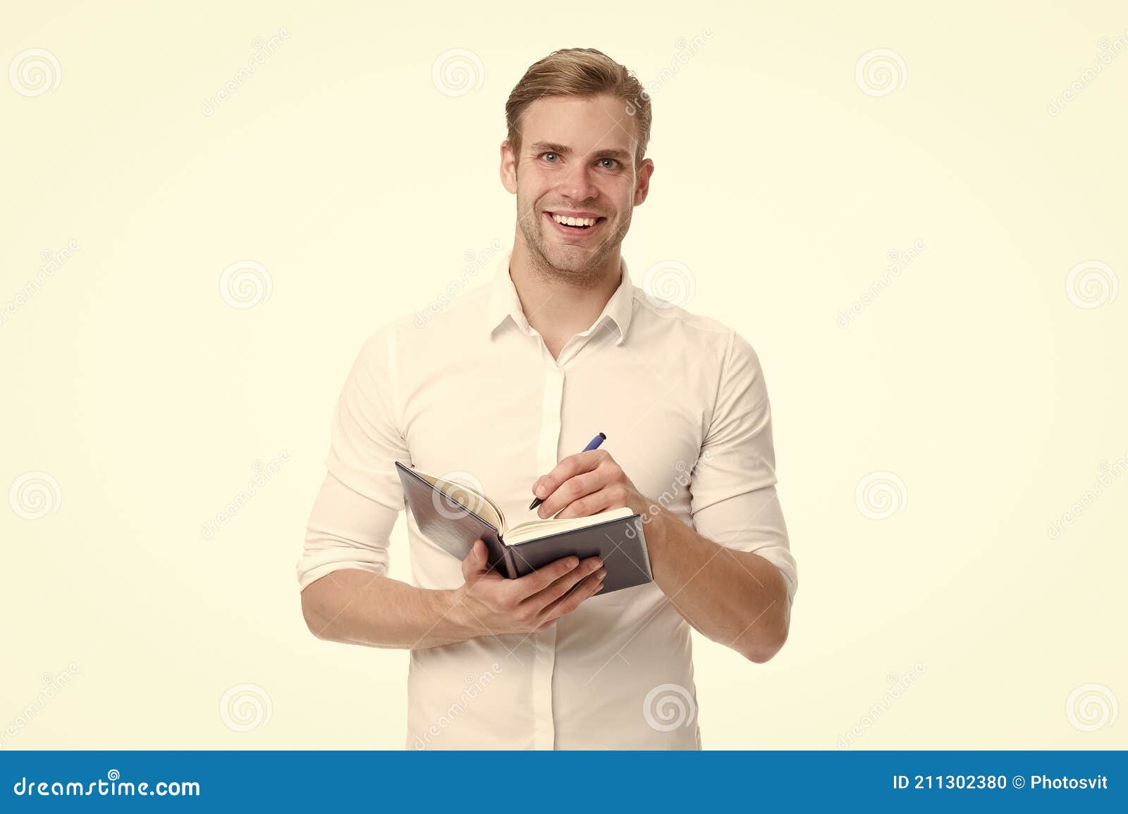 Find Inspiration in Book. University Male Student with Lecture Notes ...