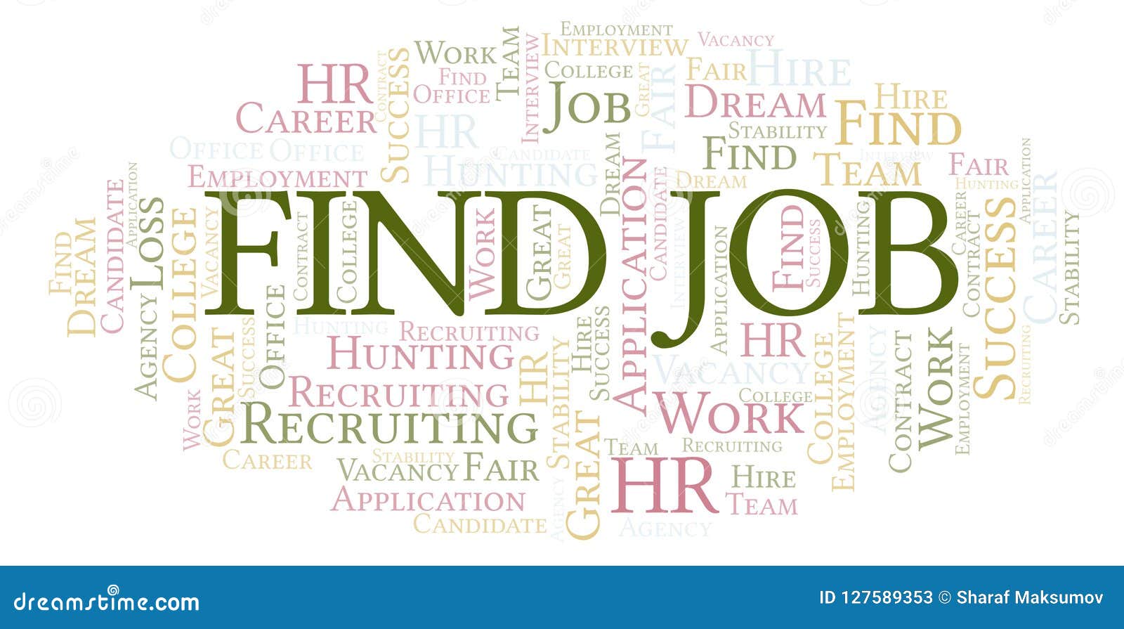 Find Job word cloud. stock illustration. Illustration of cloud - 127589353