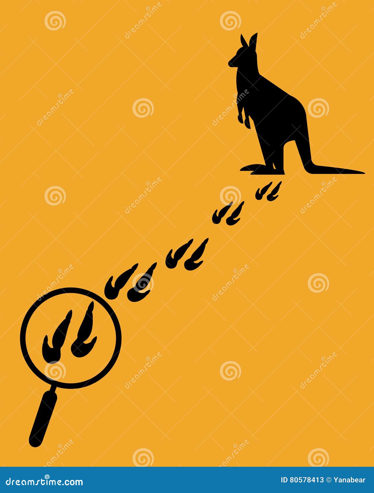 Find Kangaroo on the Map. Magnifying Glass with Track Kangaroo Stock ...