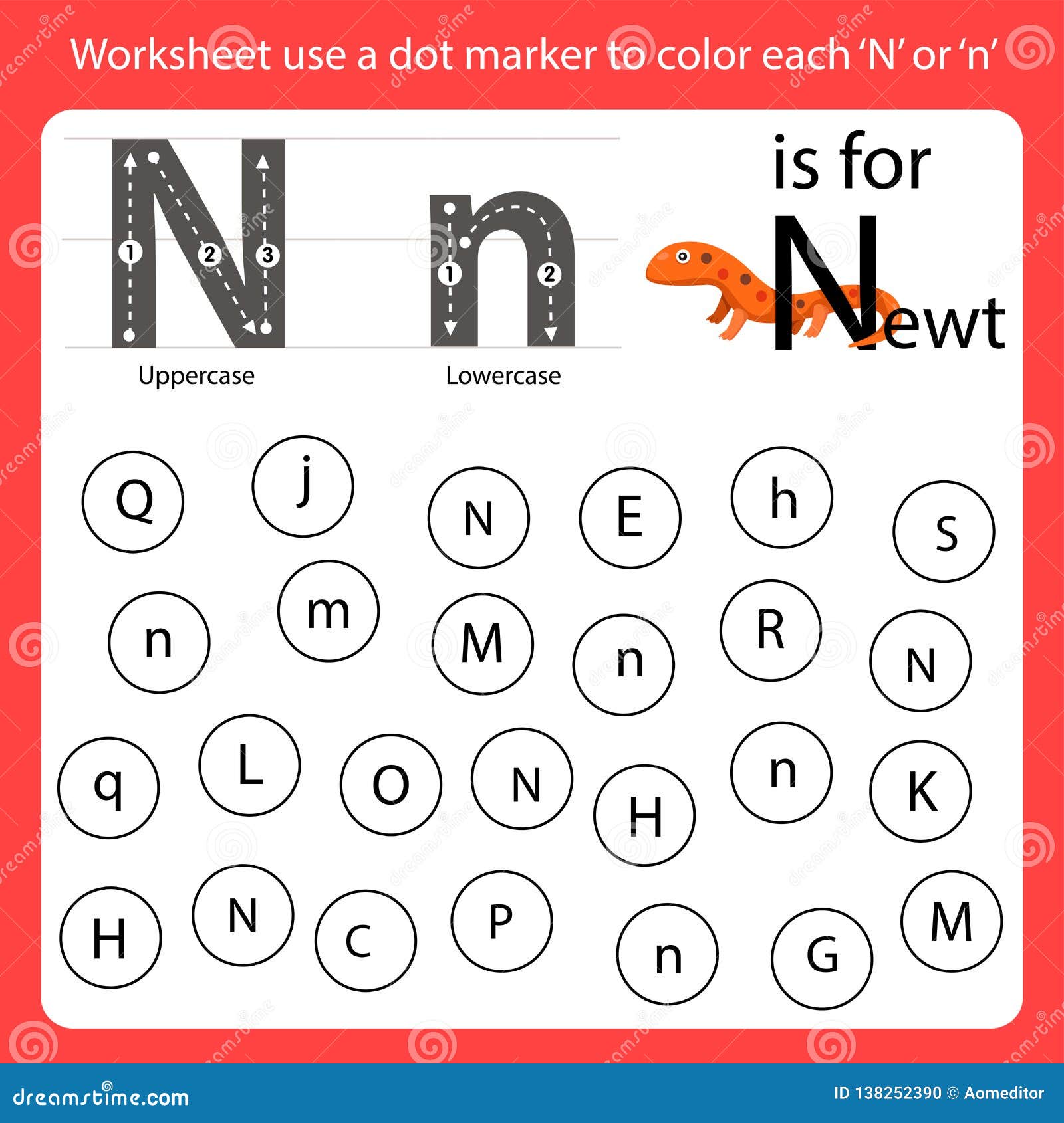 Find the Letter Worksheet Use a Dot Marker To Color Each N Stock Vector ... Find the Letter Worksheet Use a Dot Marker To Color Each N Stock Vector ...