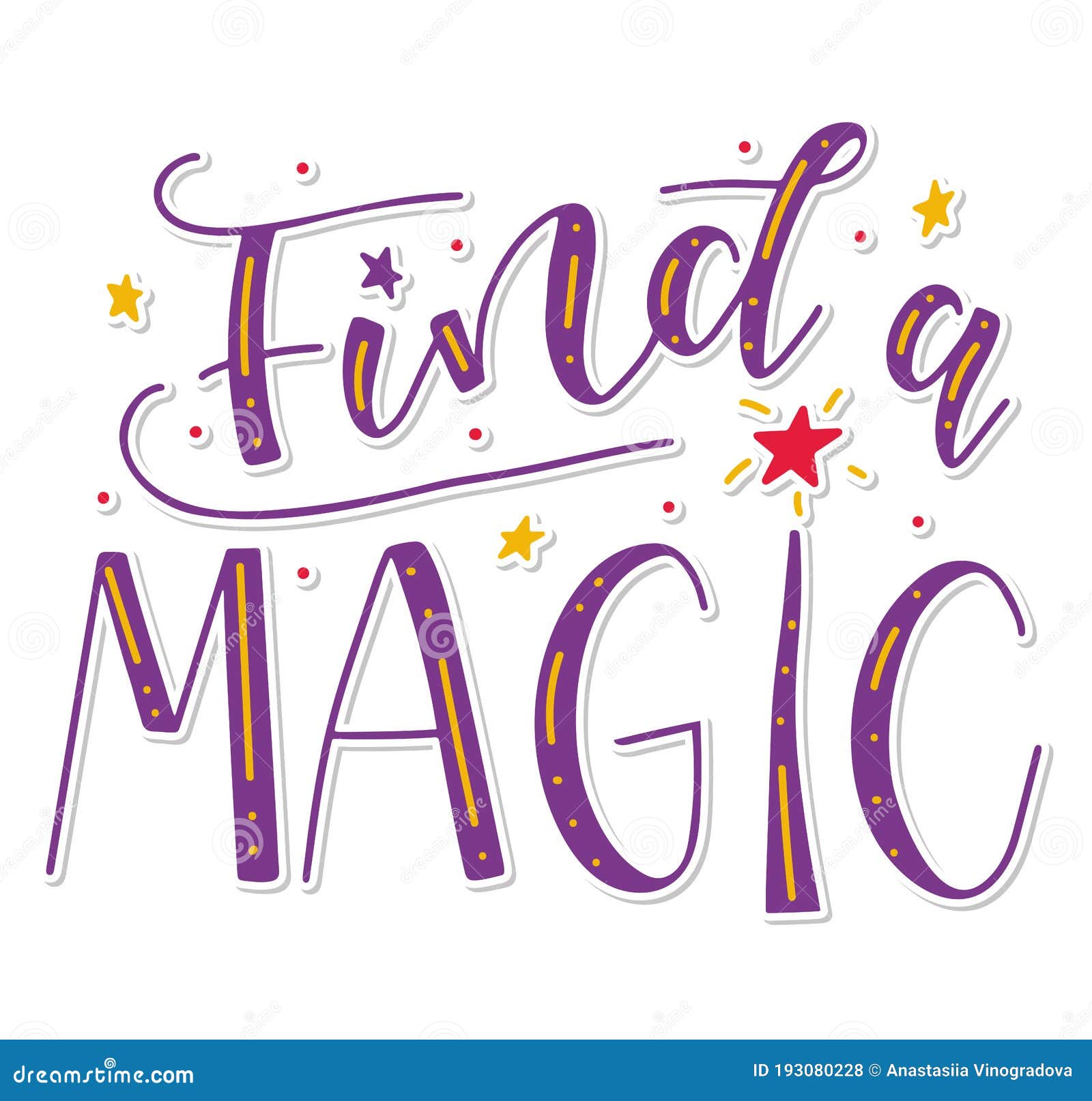 Find a Magic Colored Lettering with Magic Wand, Multicolored Vector ...