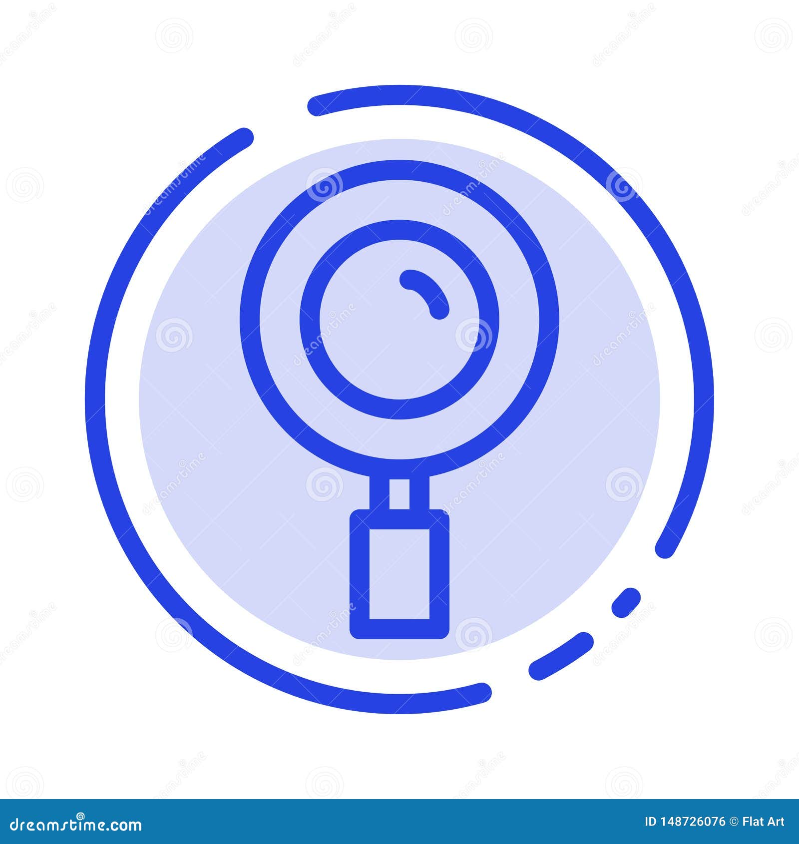 Find, Magnifier, Magnifying, Search Blue Dotted Line Line Icon Stock ...