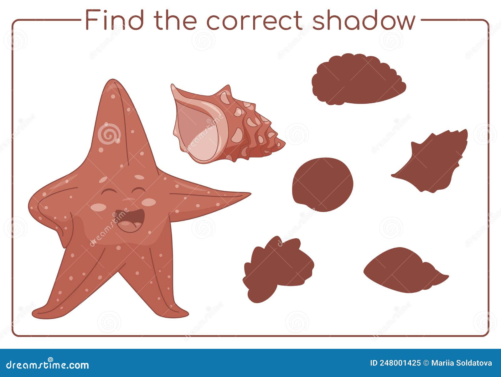 Find and Match the Correct Shadow of Sea Shells. Stock Vector ...