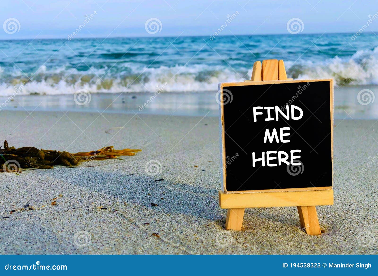 Find me here on the beach. stock image. Image of water - 194538323